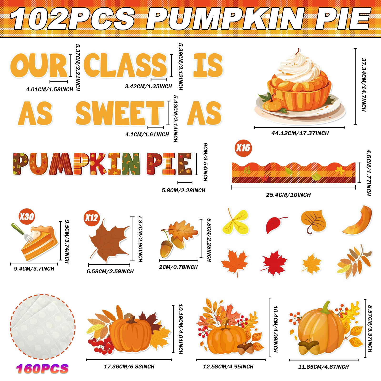 Snapklik.com : 102 Pieces Thanksgiving Pie Bulletin Board Classroom ...