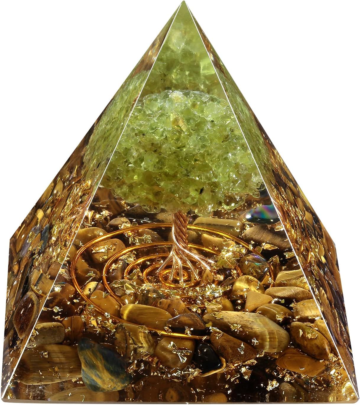 mookaitedecor Tiger's Eye Crystal & Peridot Tree of Life Crystal ...