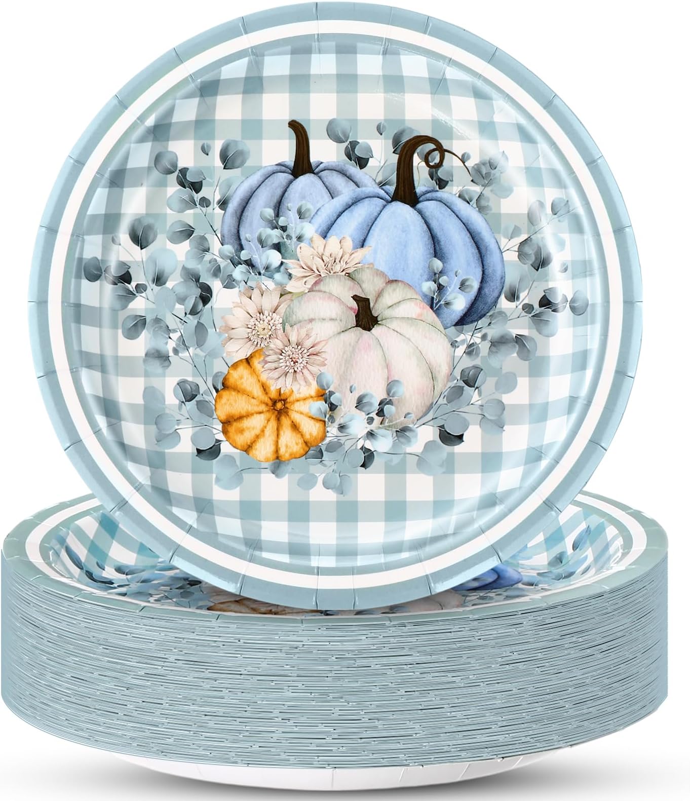 Amazon.com: AnyDesign 40Pcs Fall Paper Plates 9 Inch Retro Teal Pumpkin ...