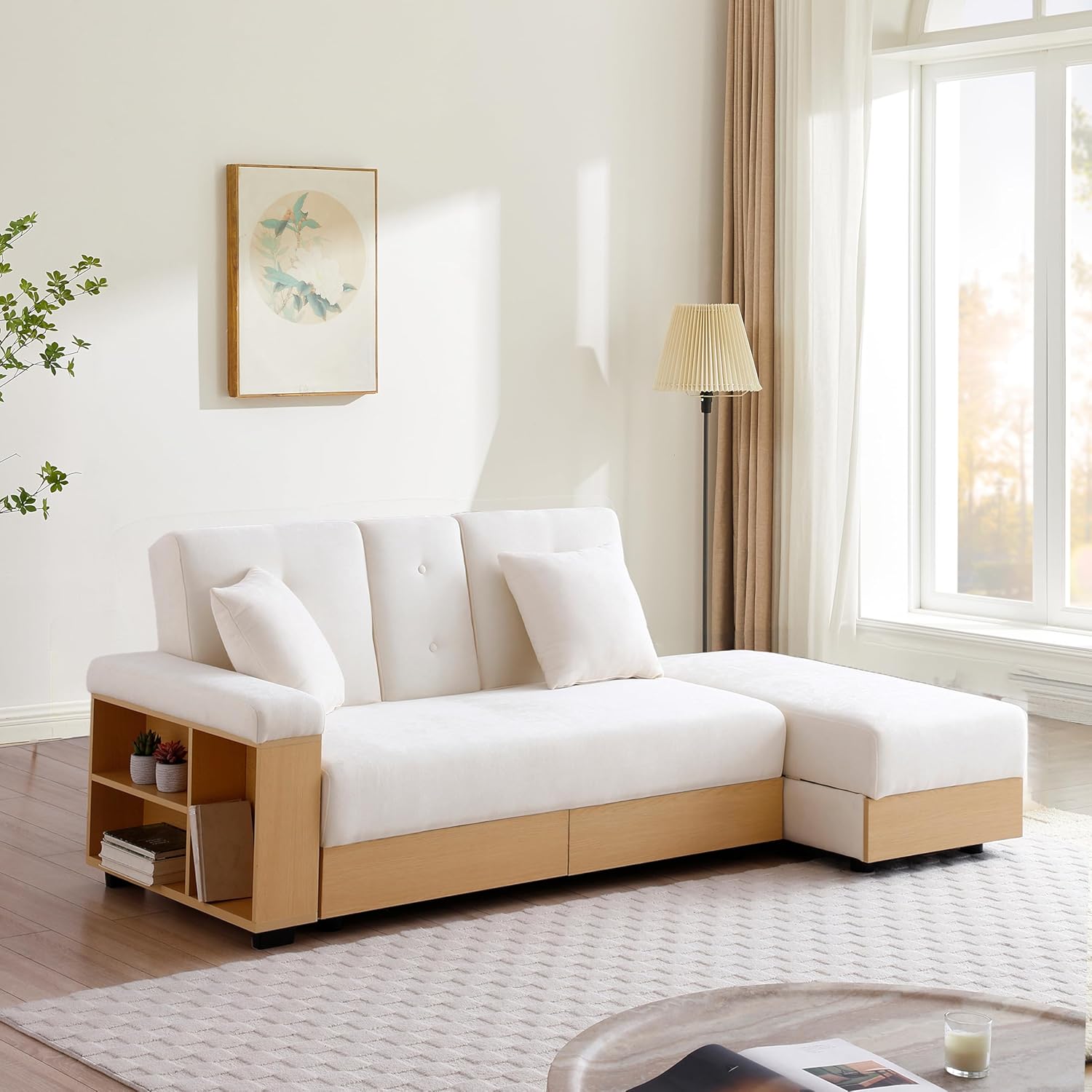 Amazon.com: Asucoora 84.5'' Upholstered Sofa Bed with Storage ...