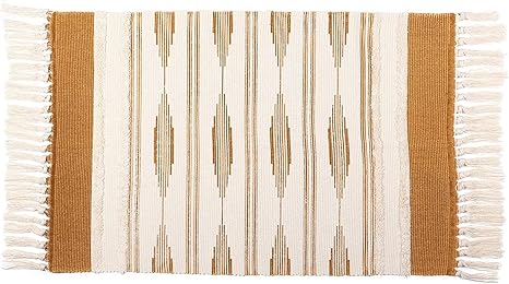 Amazon.com: Yellow Bohemian Bathroom Rug with Tassels, Bohemian Style ...