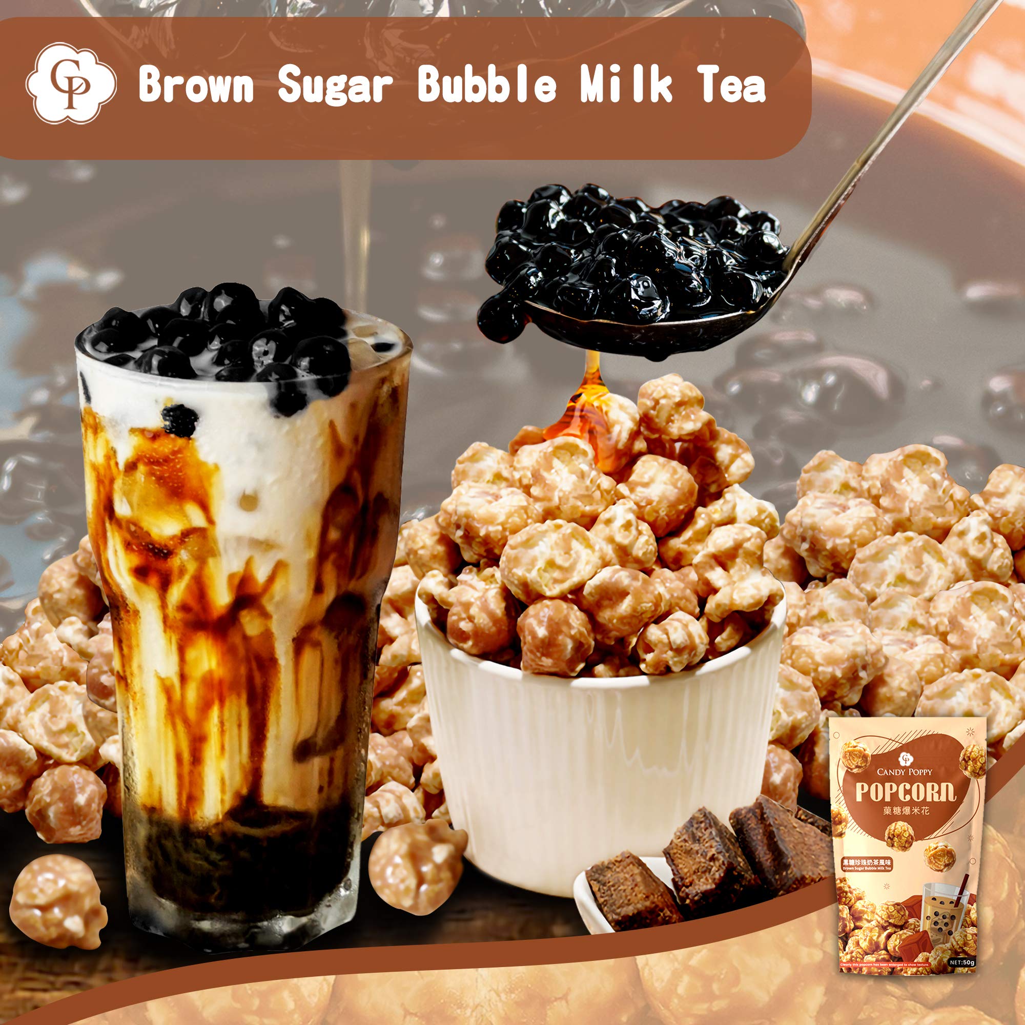 Candy Poppy Brown Sugar Boba Popcorn Bubble Milk Tea Strawberry ...