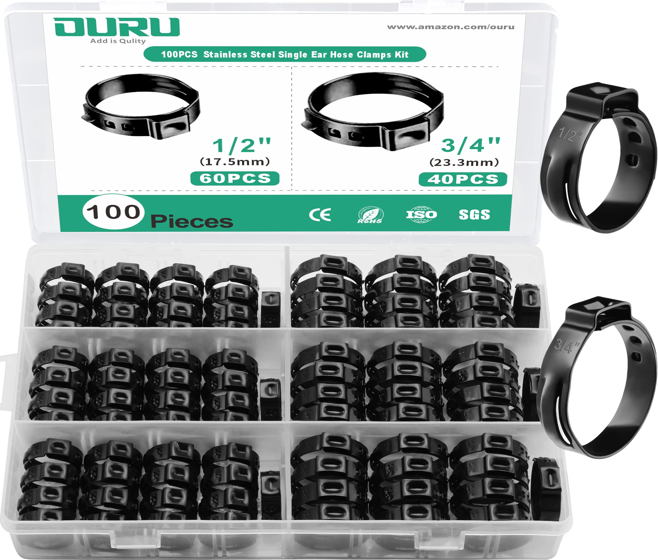 Snapklik.com : 100pcs Black Pex Clamps Crimp Rings Assortment Kit,304 ...