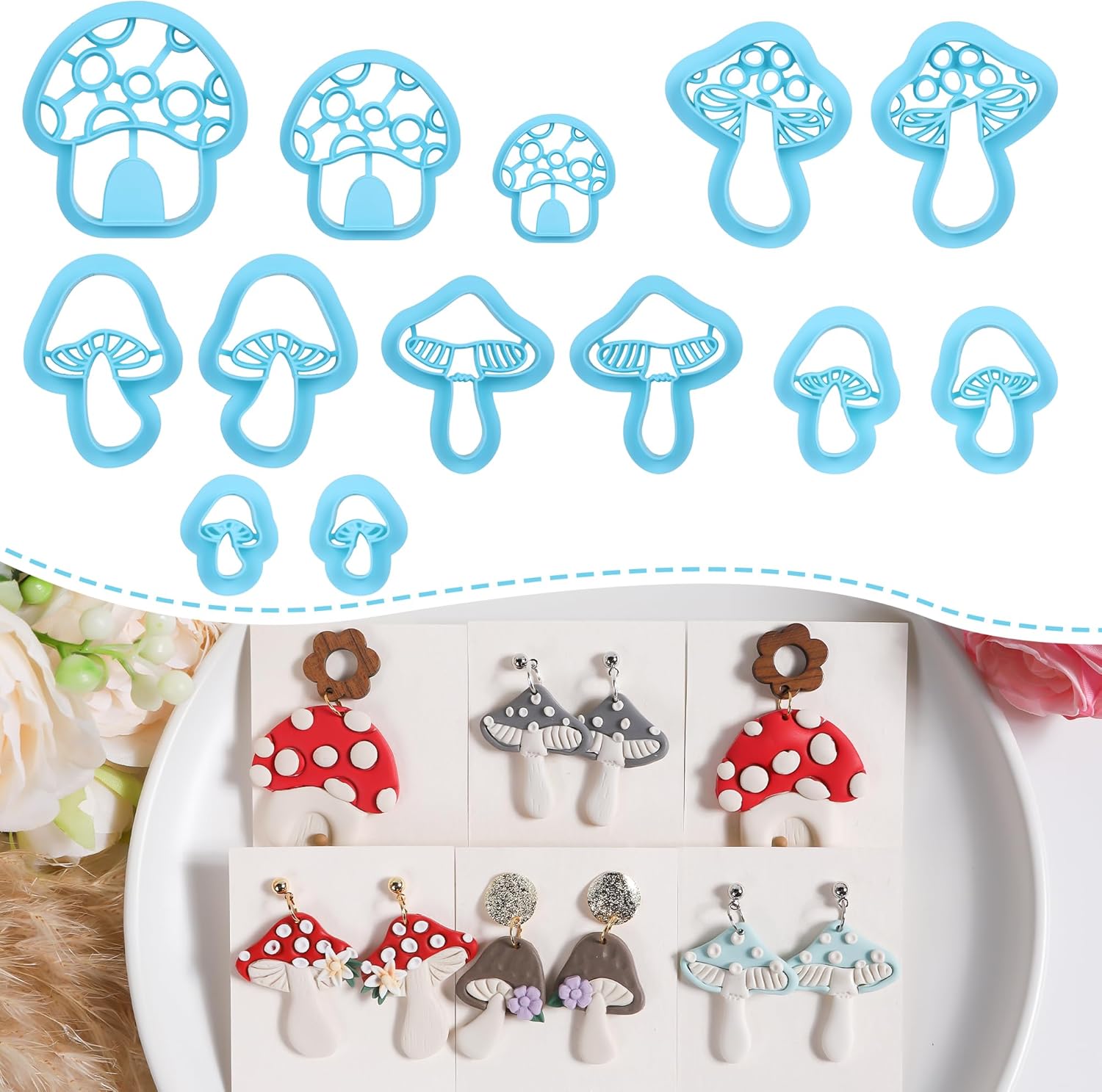 Amazon.com: Sitsink Mushroom Polymer Clay Cutters - 13 Pcs for Jewelry ...