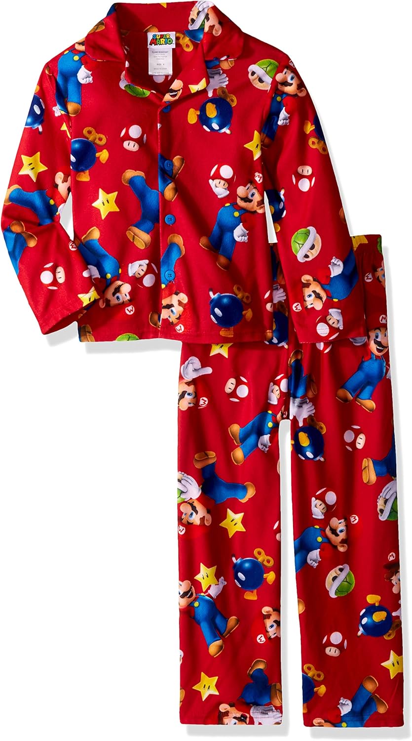 Amazon.com: Super Mario Brothers Boys' Nintendo 2-piece Pajama Coat Set ...