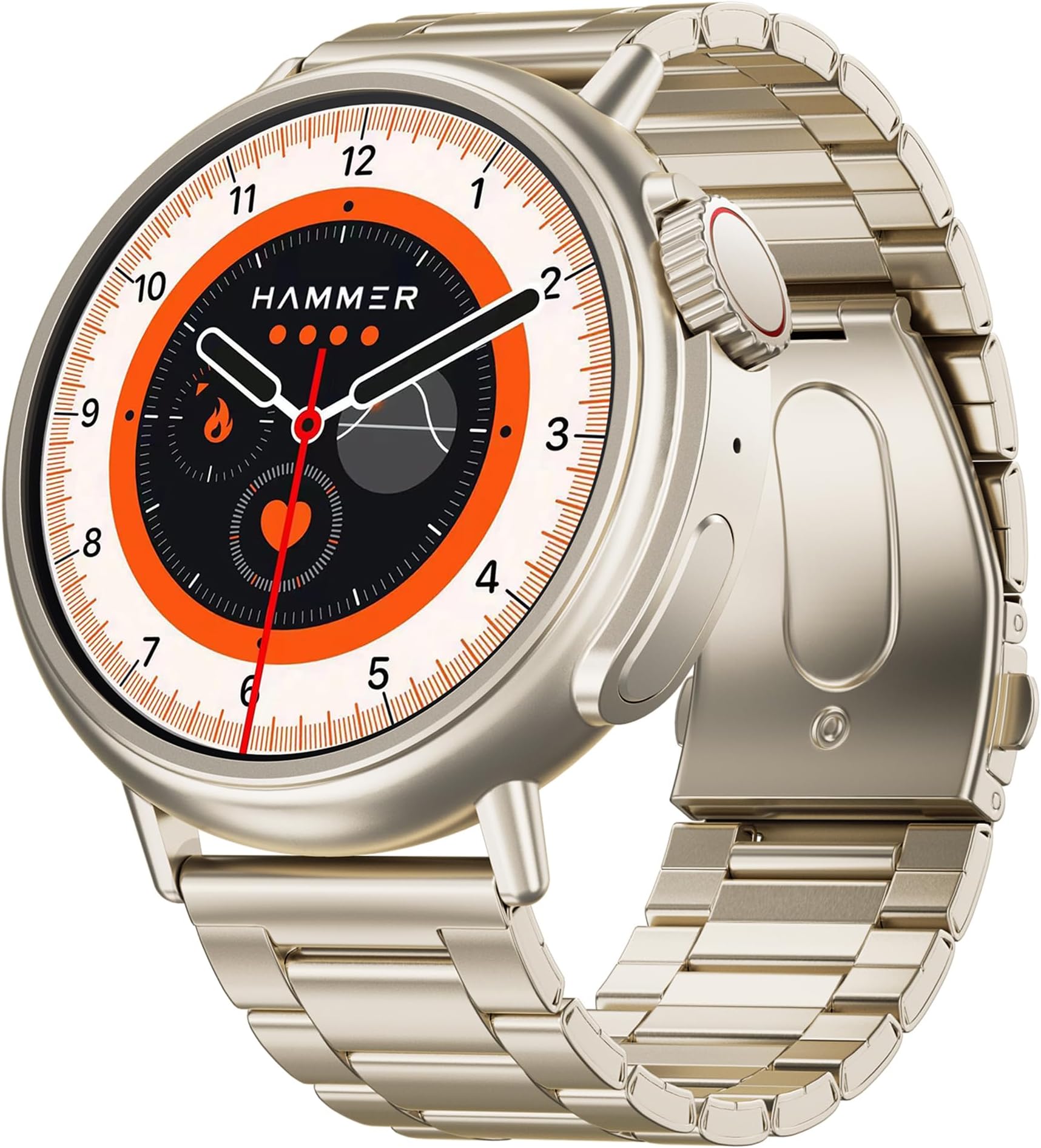 HAMMER Active 3.0 1.39" Display BT Calling Smart Watch with Metal Strap ...