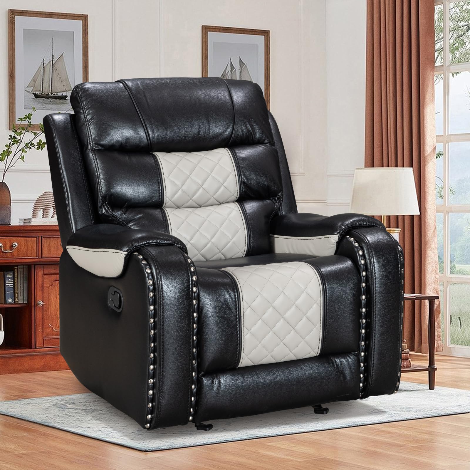 Amazon.com: CroLiya Rocker Recliner Chair, Faux Leather Glider Recliner ...