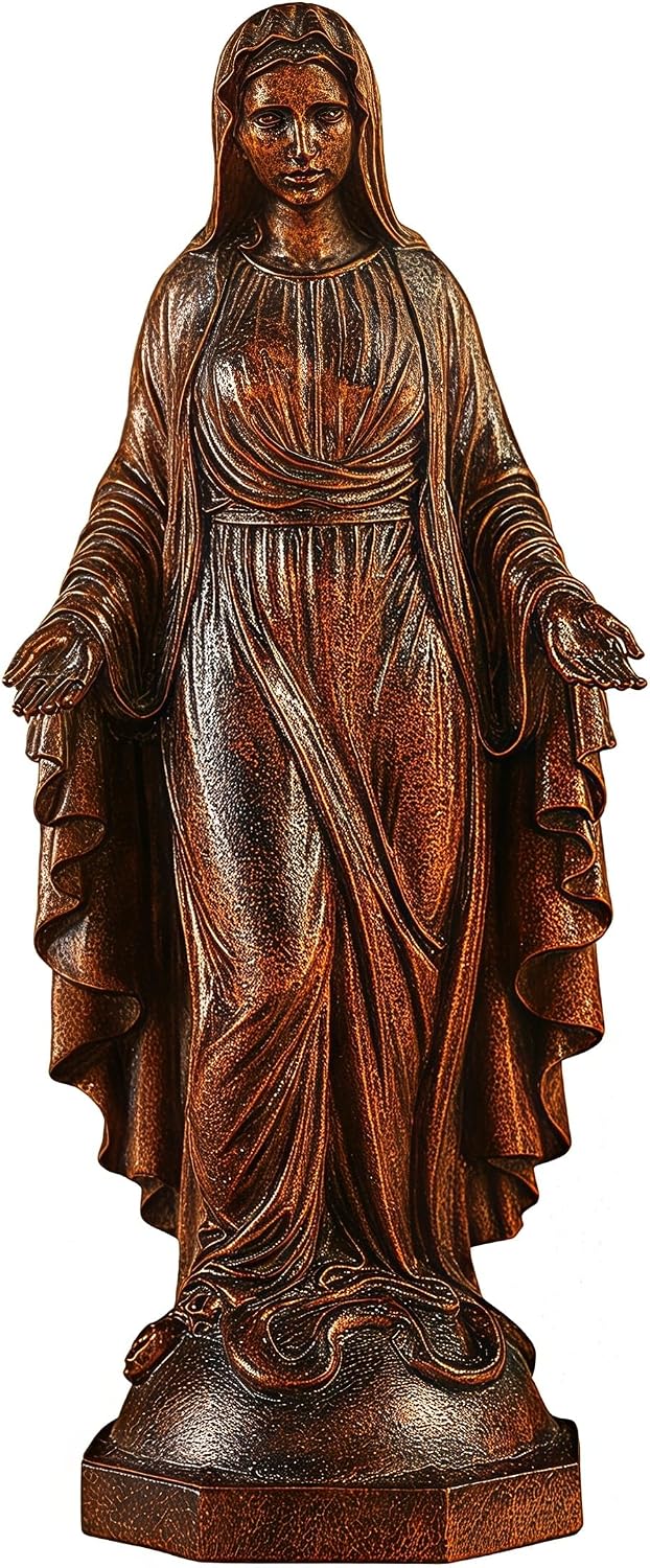 Amazon.com: HOLSM-III Wood Virgin Mary Statue & Figurine - Handcrafted ...