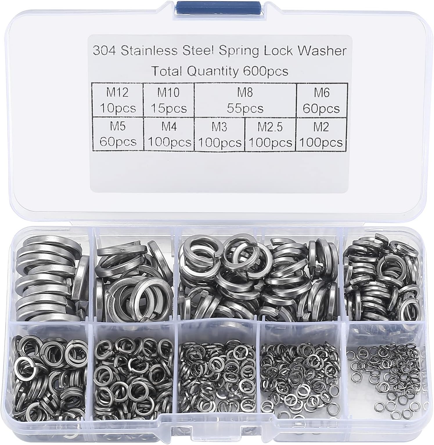 M10 (10mm) Rectangular Spring Split Lock Washer - Stainless Steel (A2 ...