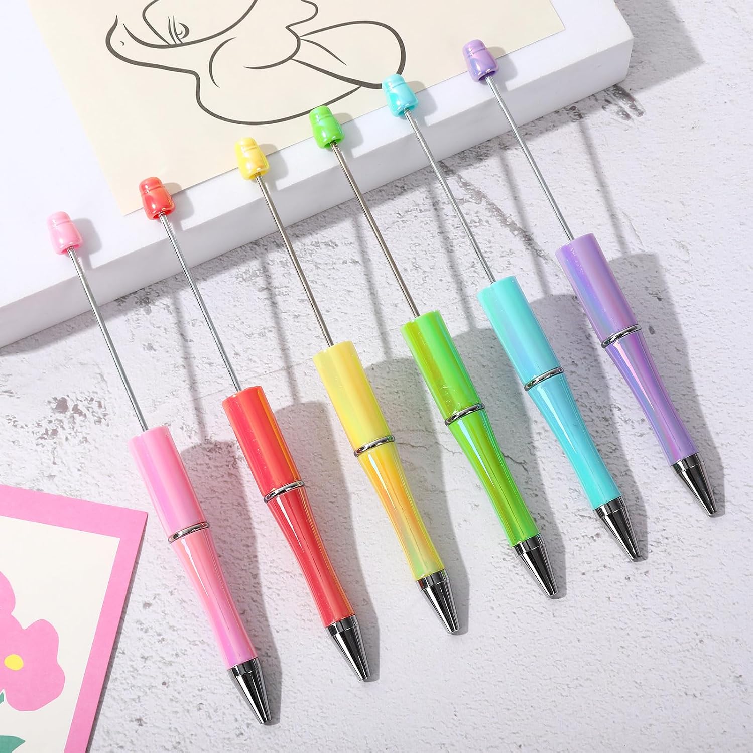 Amazon.com: Whaline 18Pcs Pastel Holographic Beadable Pen Laser ...