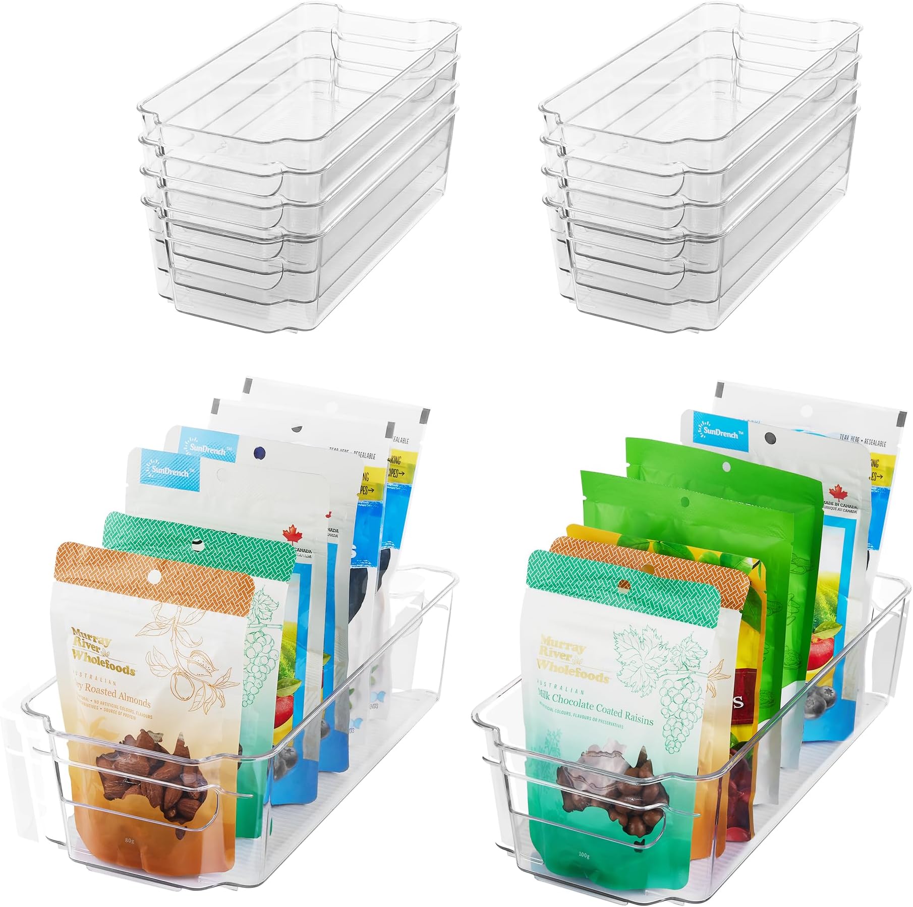 Amazon.com: Set Of 8 Refrigerator Pantry Organizer Bins - Clear Food ...