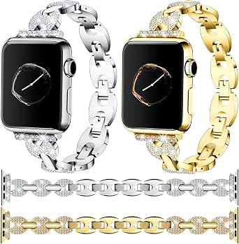 Amazon.com: JR.DM Gold Bling Watch Band and Silver Bling Watch Band ...