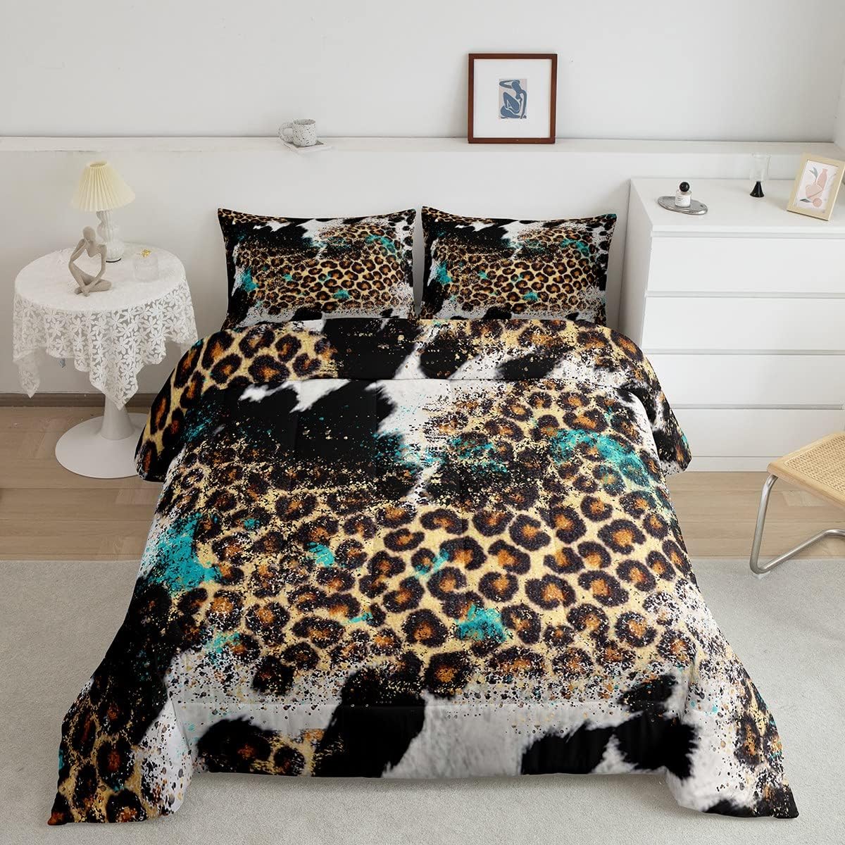 Amazon.com: Leopard Print Kids Comforter Set King Size,Boys Girls ...