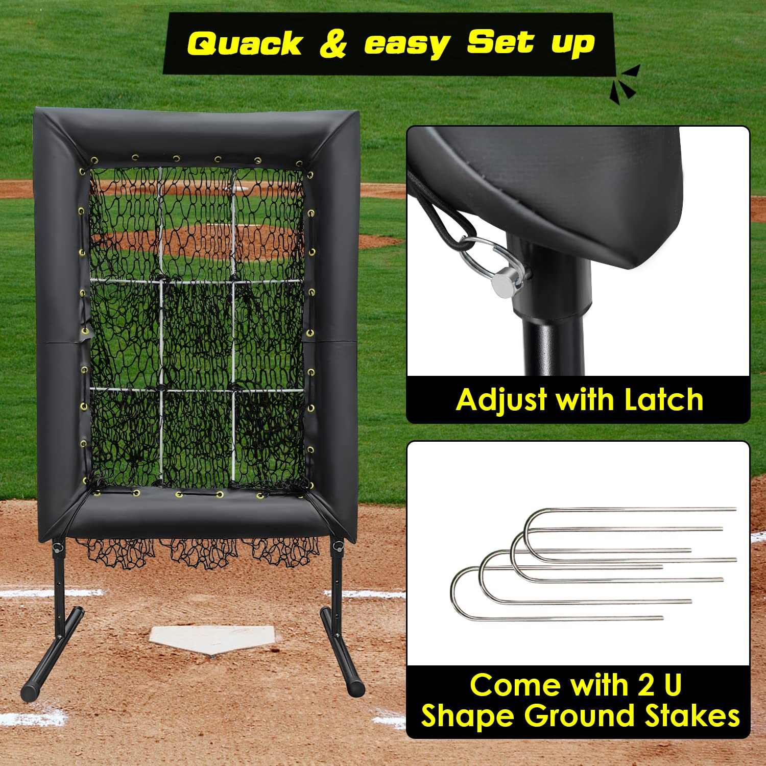 Snapklik.com : Jalunth Baseball Softball 9 Hole Pitching Net Strike ...