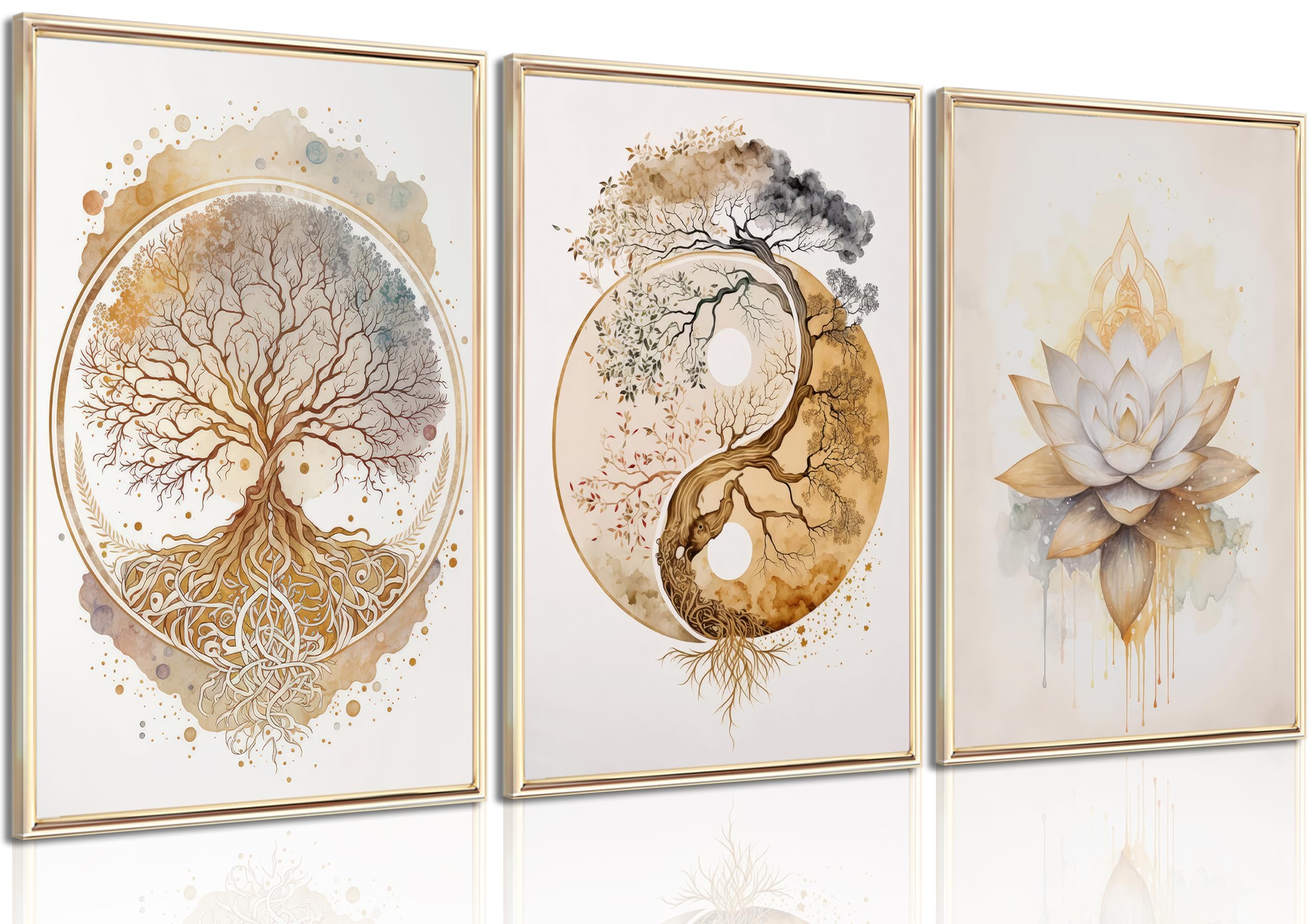 Amazon.com: Tree of Life Canvas Wall Art Lotus Zen Painting Picture ...