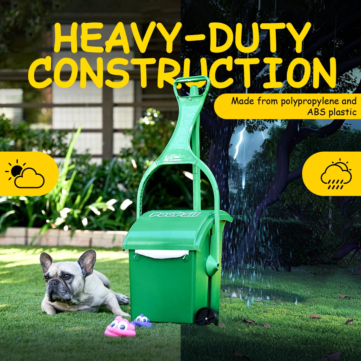 PooPail - Tall with Wheels, 2-in-1 Backyard Dog Poop Solution, Pooper ...