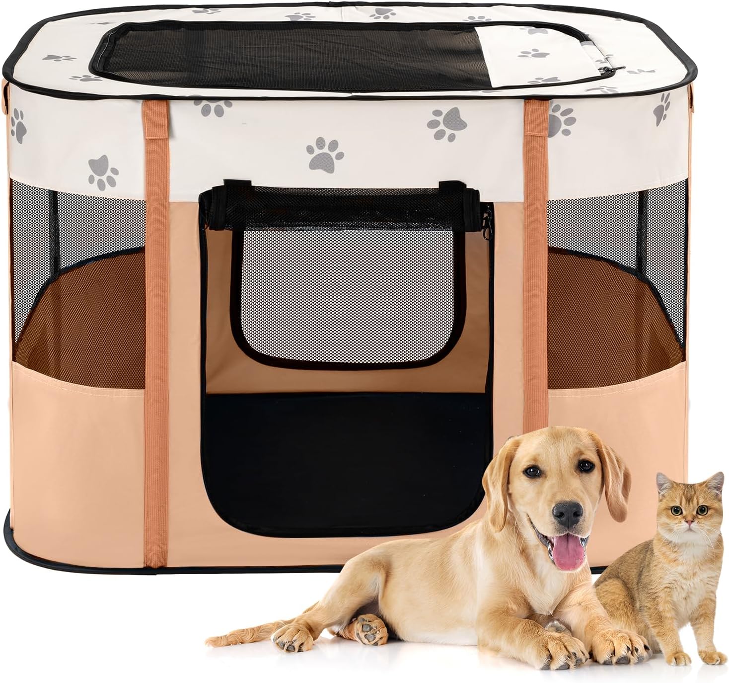 Amazon.com : VEVOR Foldable Portable Pet Playpen, 46 inch Dog Cat Pen ...