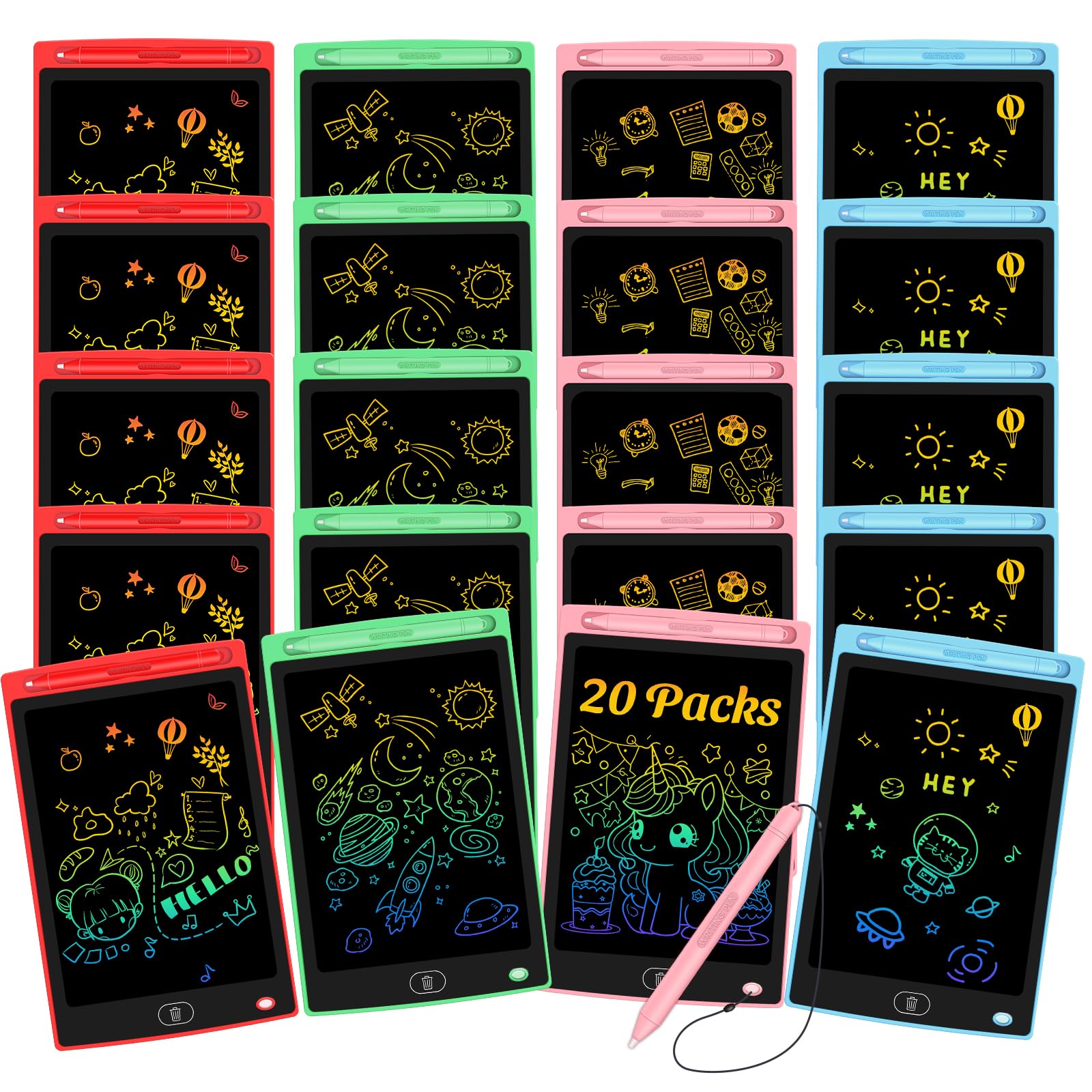 Amazon.com: 20 Pack LCD Writing Tablet for Kids - Erasable and Reusable ...