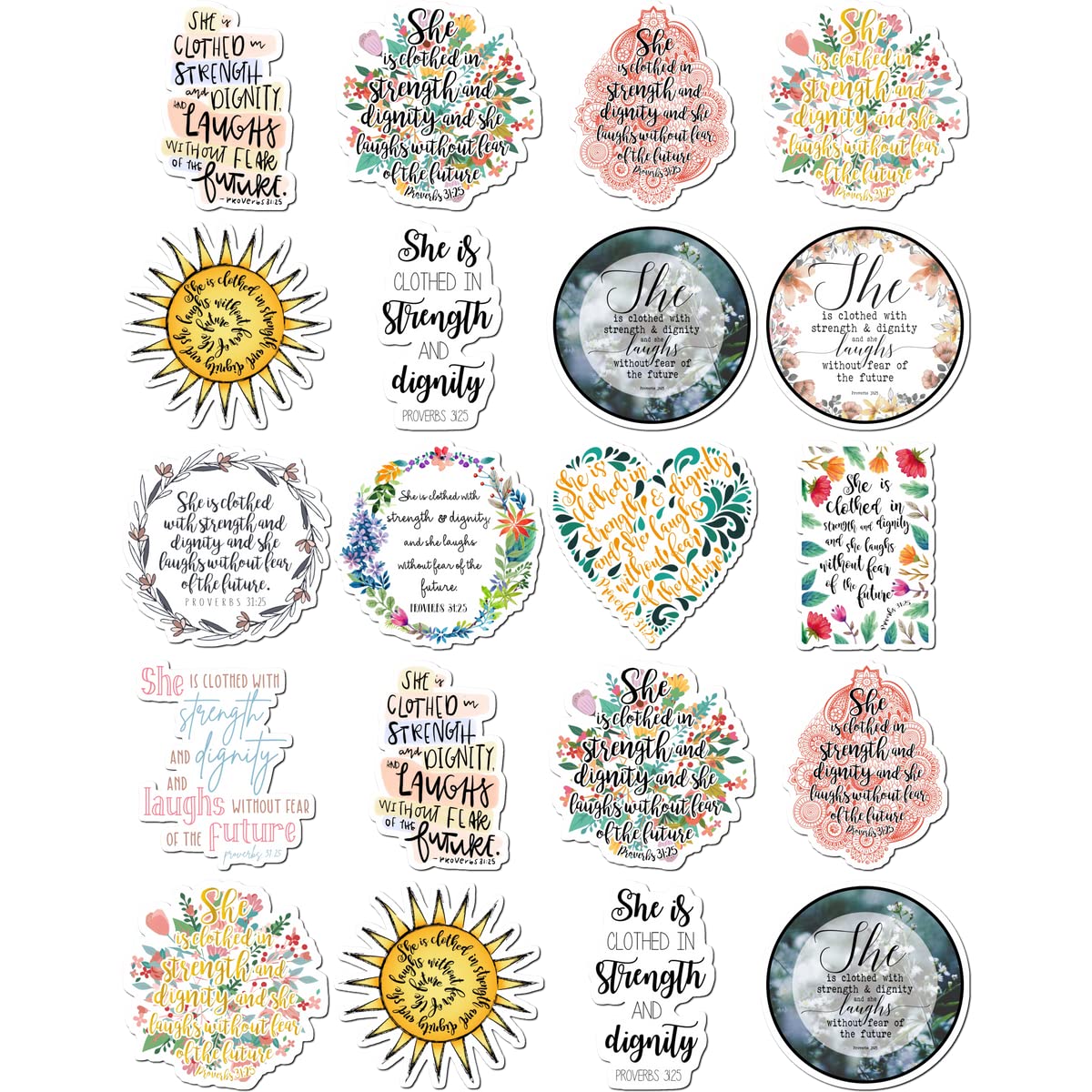 Amazon.com: 20 Pcs Stickers Pack Bible Laptop Verse Waterproof Proverbs ...