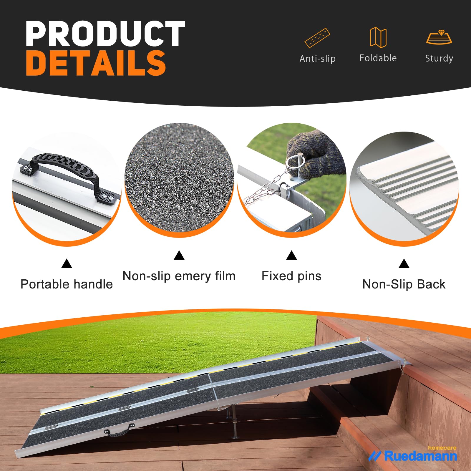 Snapklik.com : 8L 29 W Wheelchair Ramp, 600 LBS Capacity, Non-Slip ...