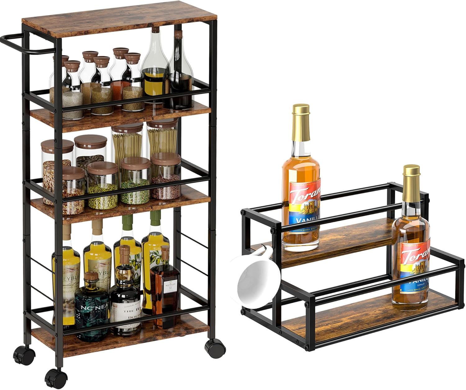 Amazon.com: Homedawn Coffee Syrup Rack Organizer & 4-Tier Narrow ...