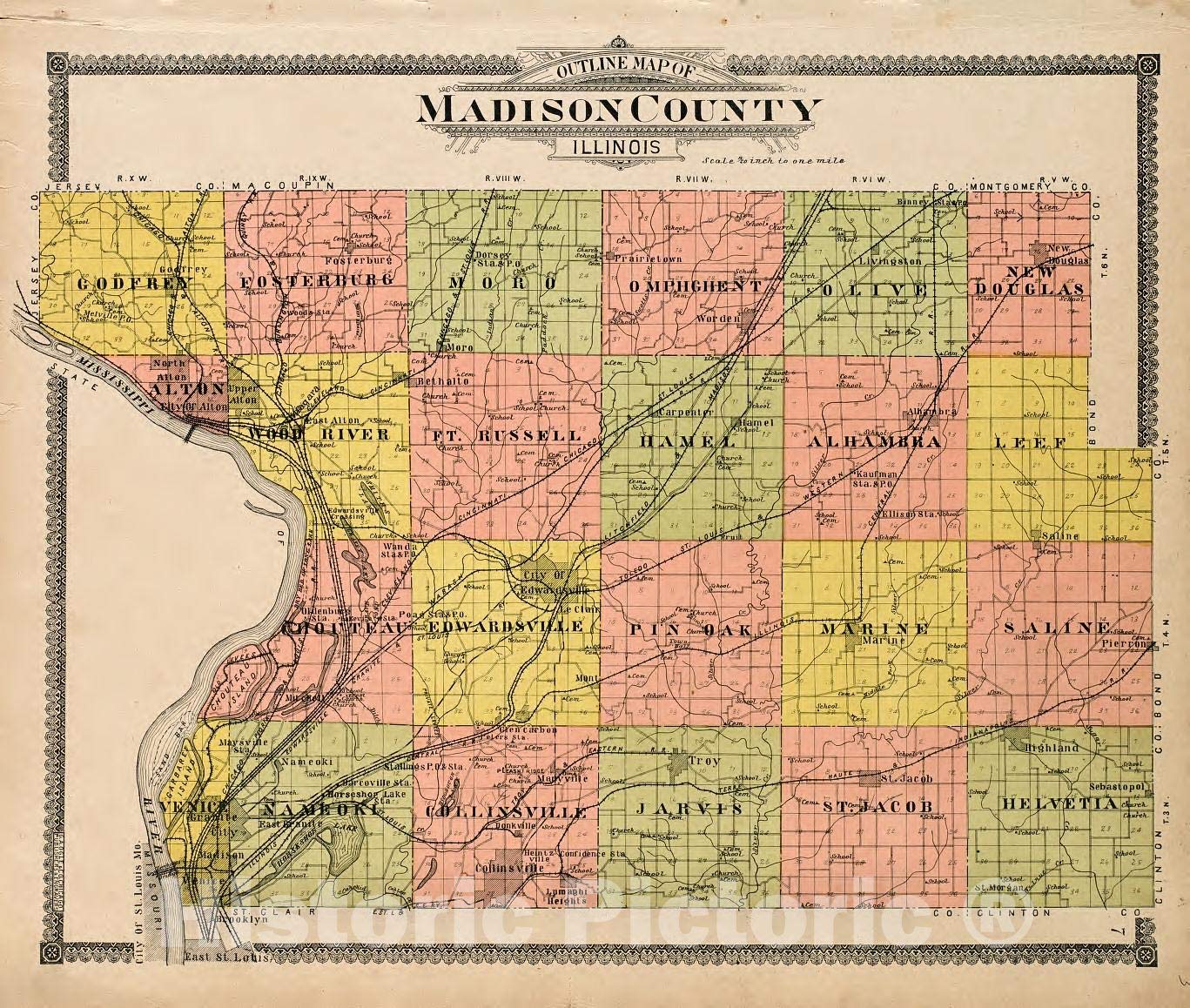 Madison County Map OH Madison County Vector Map Green Digital Art By