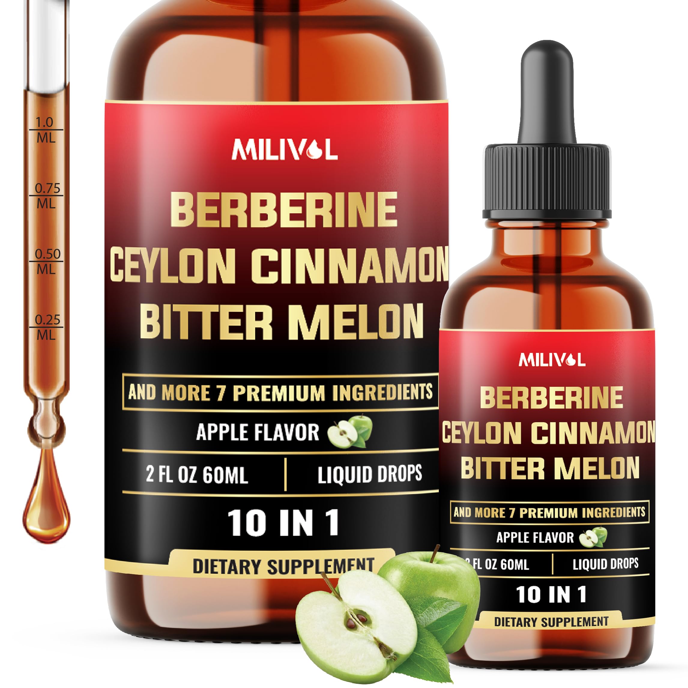 Amazon.com: MILIVOL 10in1 Berberine Liquid Drops - Complex Ceylon ...