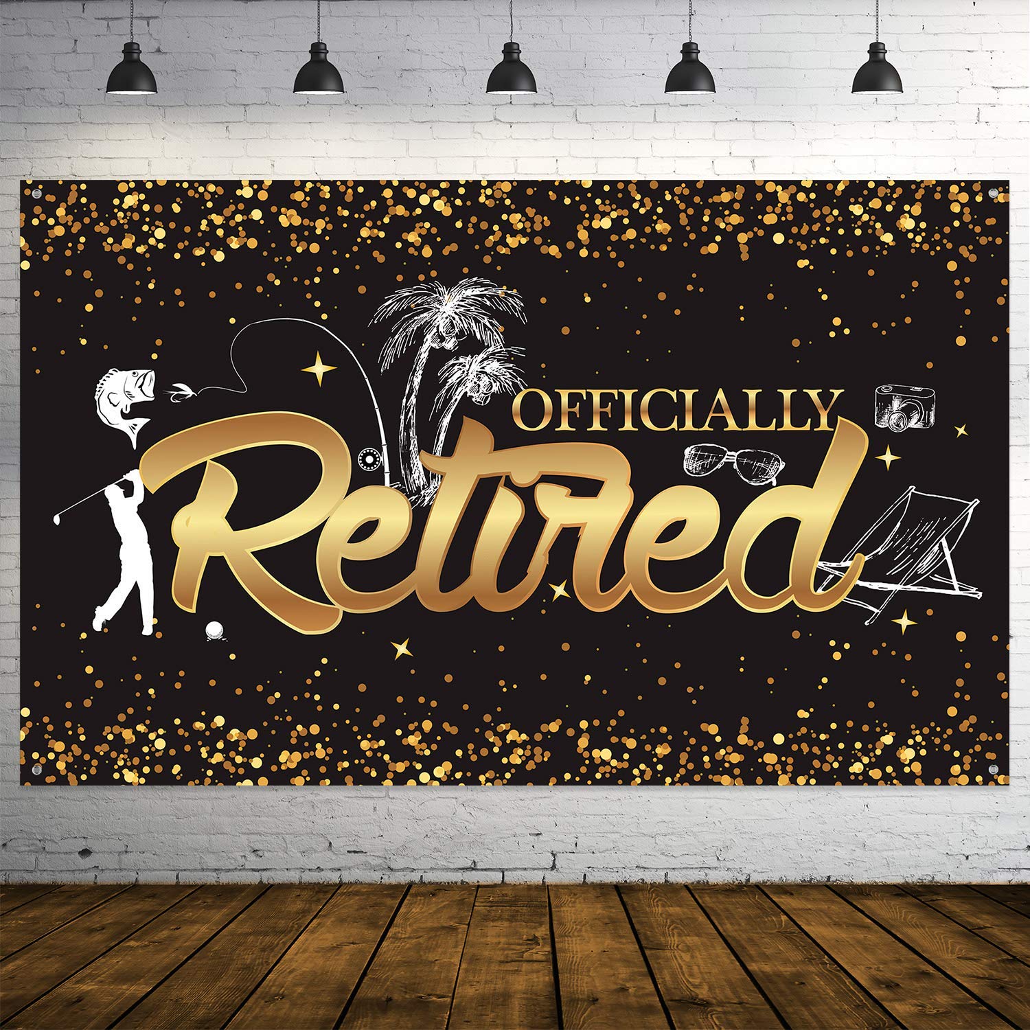 Theme My Party Happy Retirement Party Decorations Giant Black And Gold ...