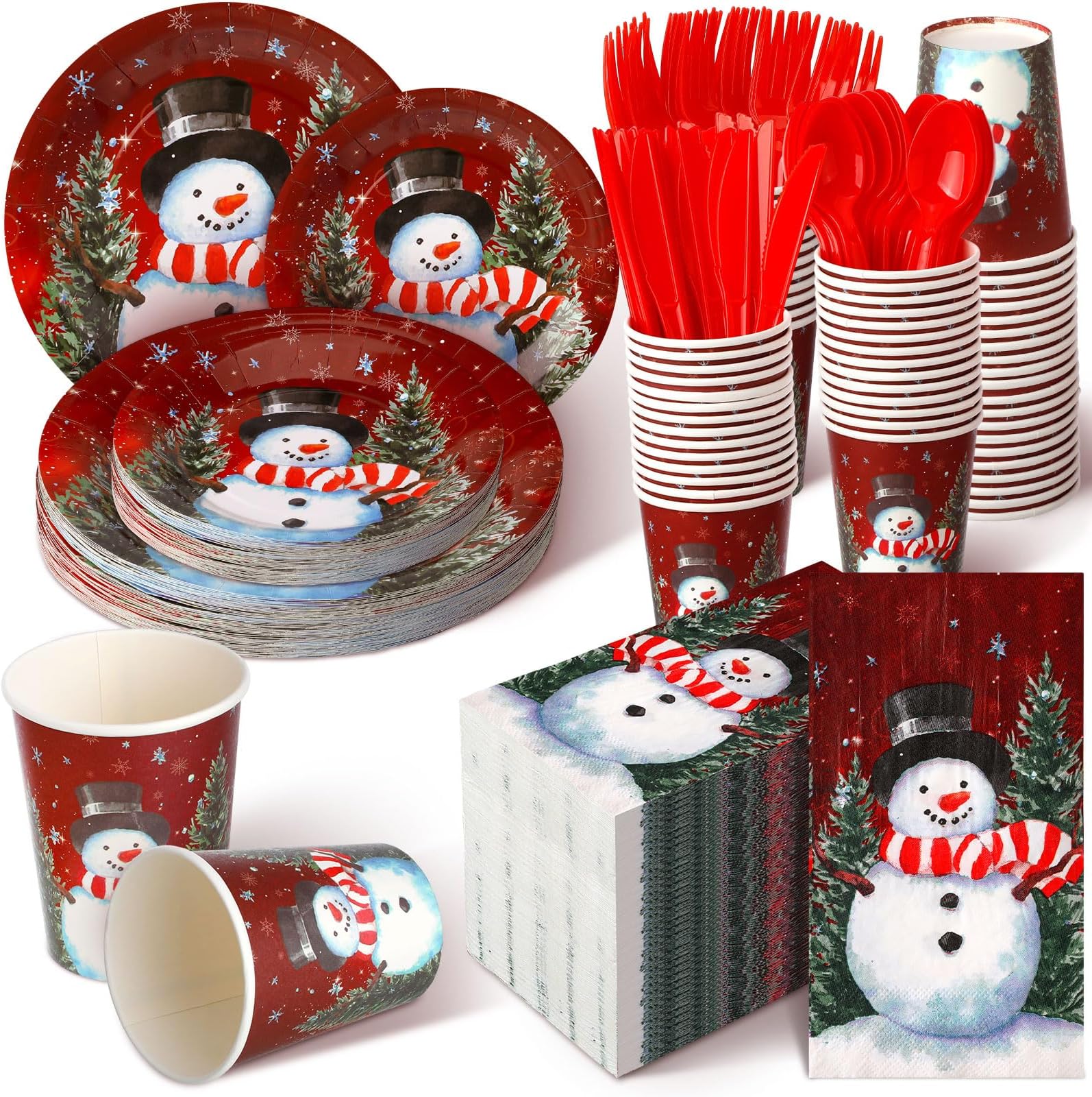Amazon.com: Christmas Snowman Party Supplies, Christmas Snowman Plates ...