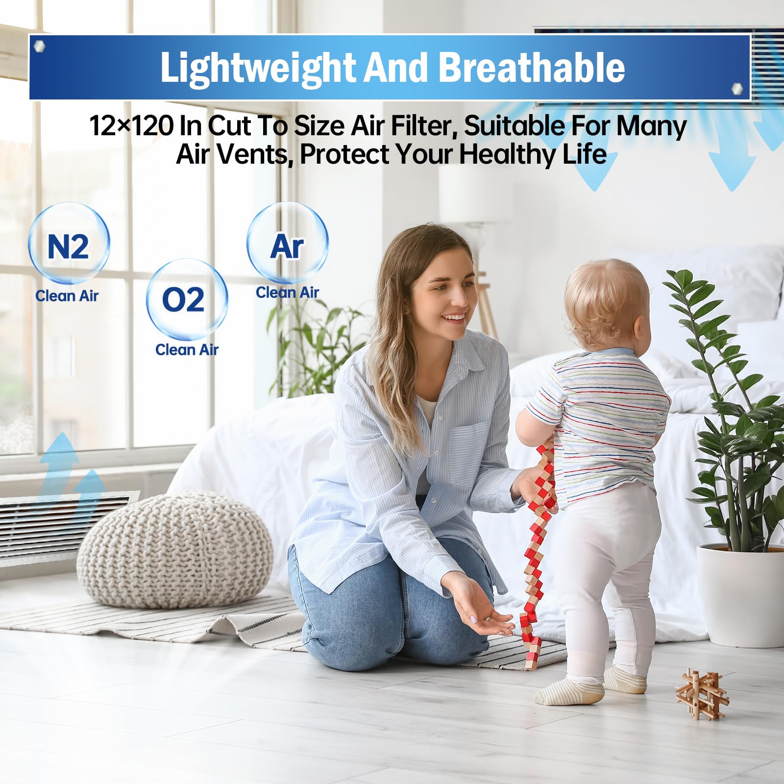 Snapklik.com : MERV 8 Triple Air Vent Filter, 12"X120" Cut To Size Air ...