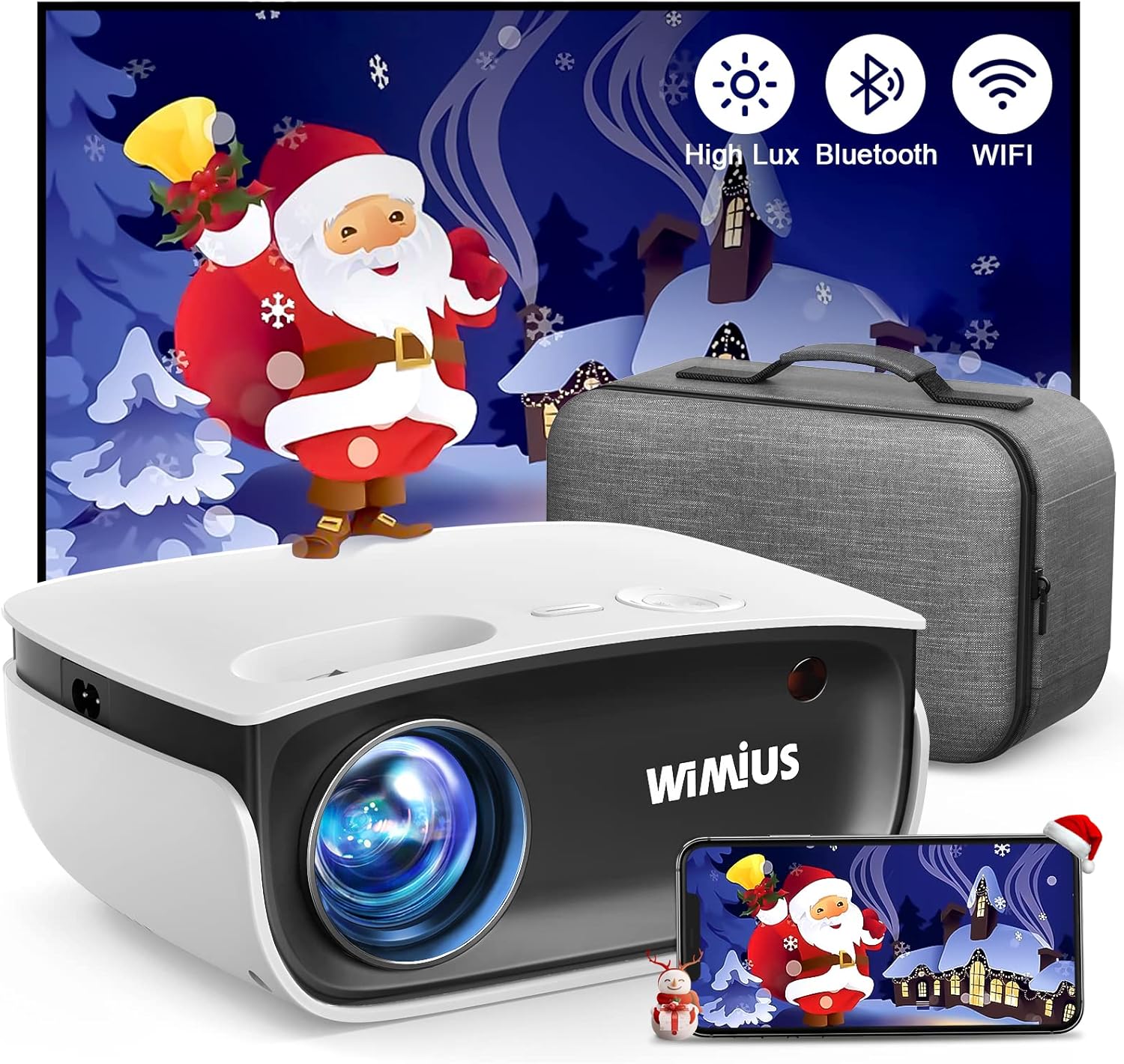 Beamer, WiMiUS 8000 Lumen Mini WiFi Bluetooth Beamer Support 1080P Full ...