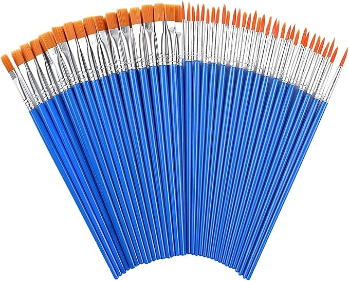 Paintbrushes, 60Pcs Small Paint Brushes For Kid,Professional Round Flat ...