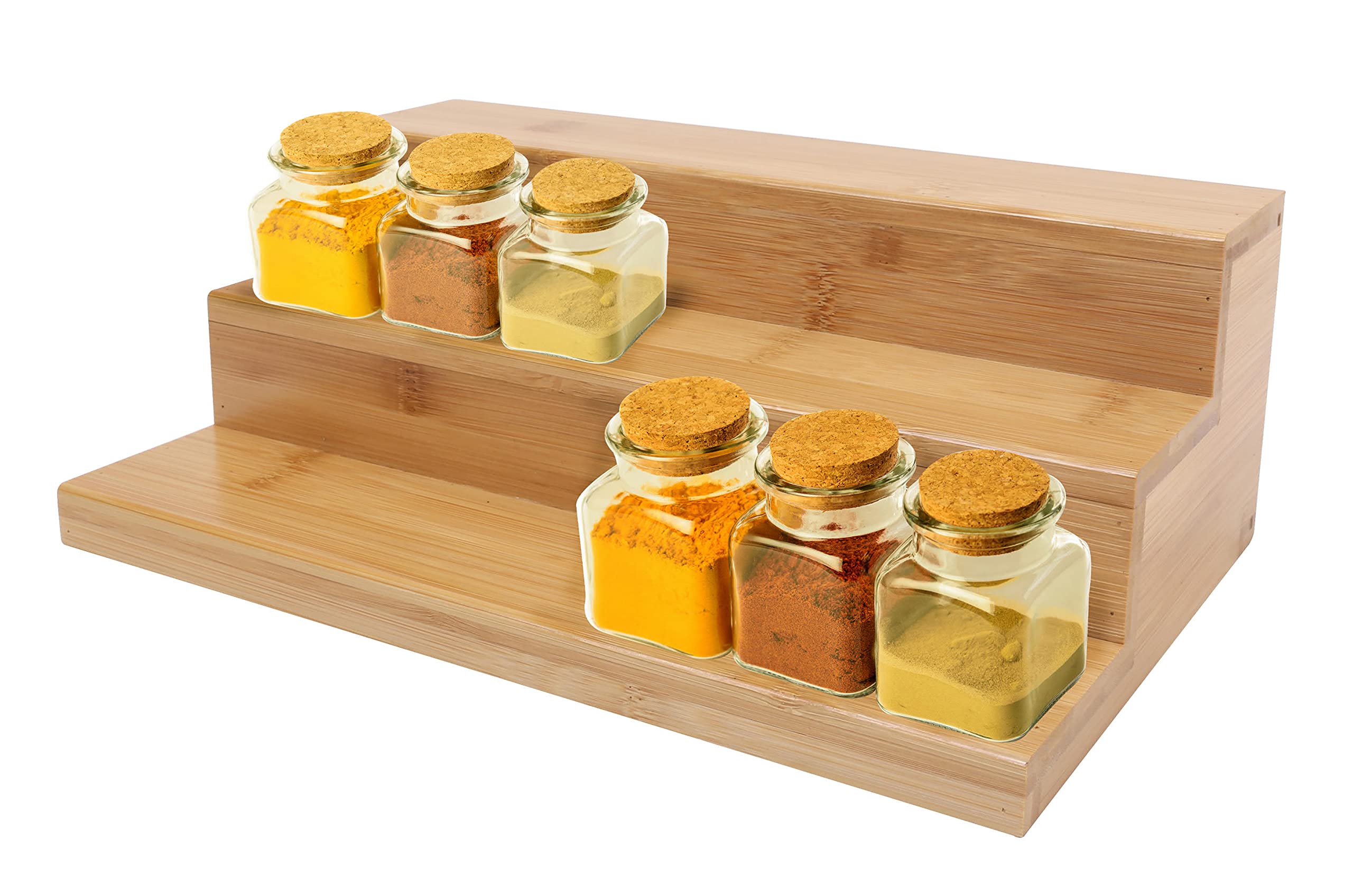 Bamboo Spice Rack Organizer 3 Tier Step Shelf Cabinet Multipurpose ...