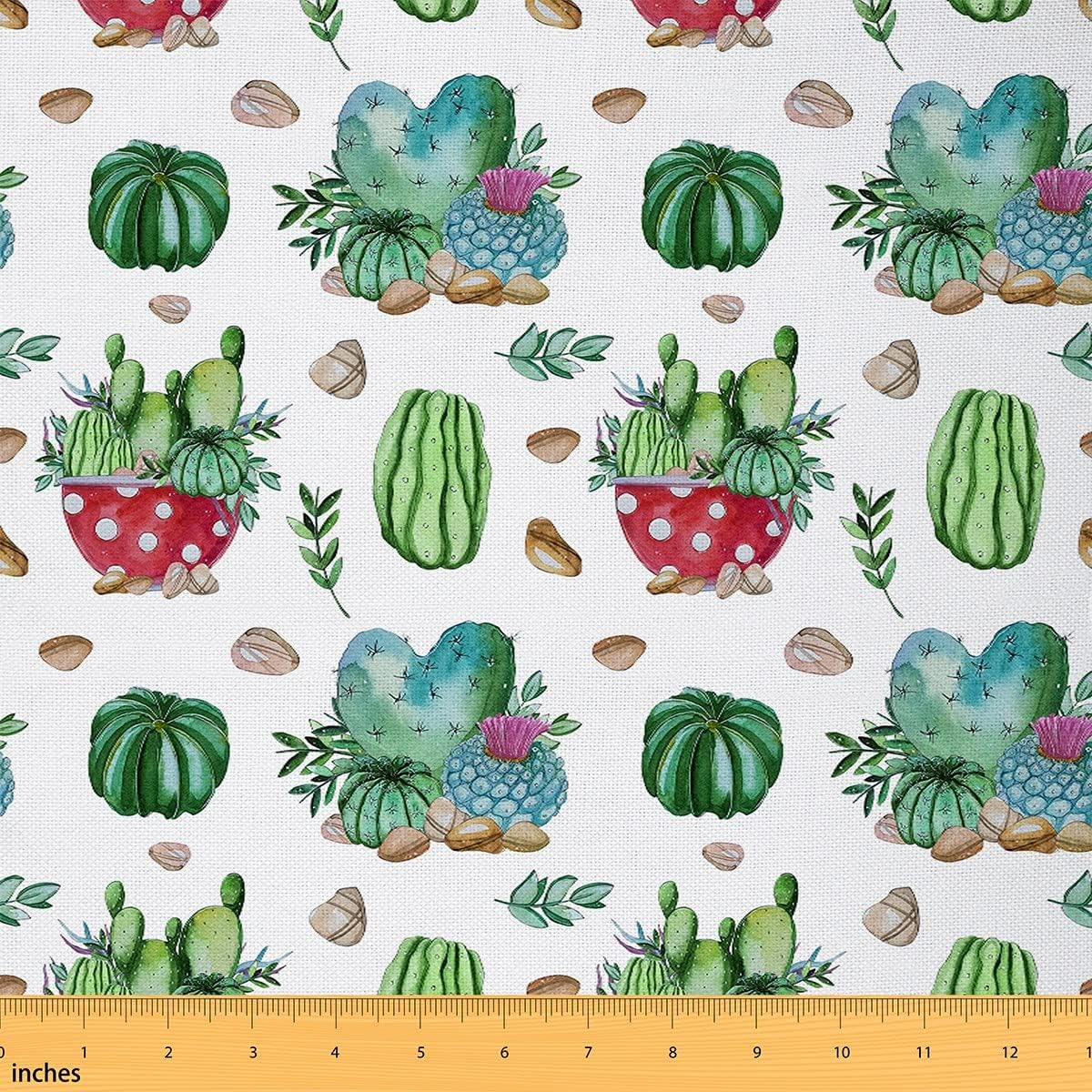 Amazon.com: Castle Fairy Botanical Cactus Plants Fabric by The Yard ...
