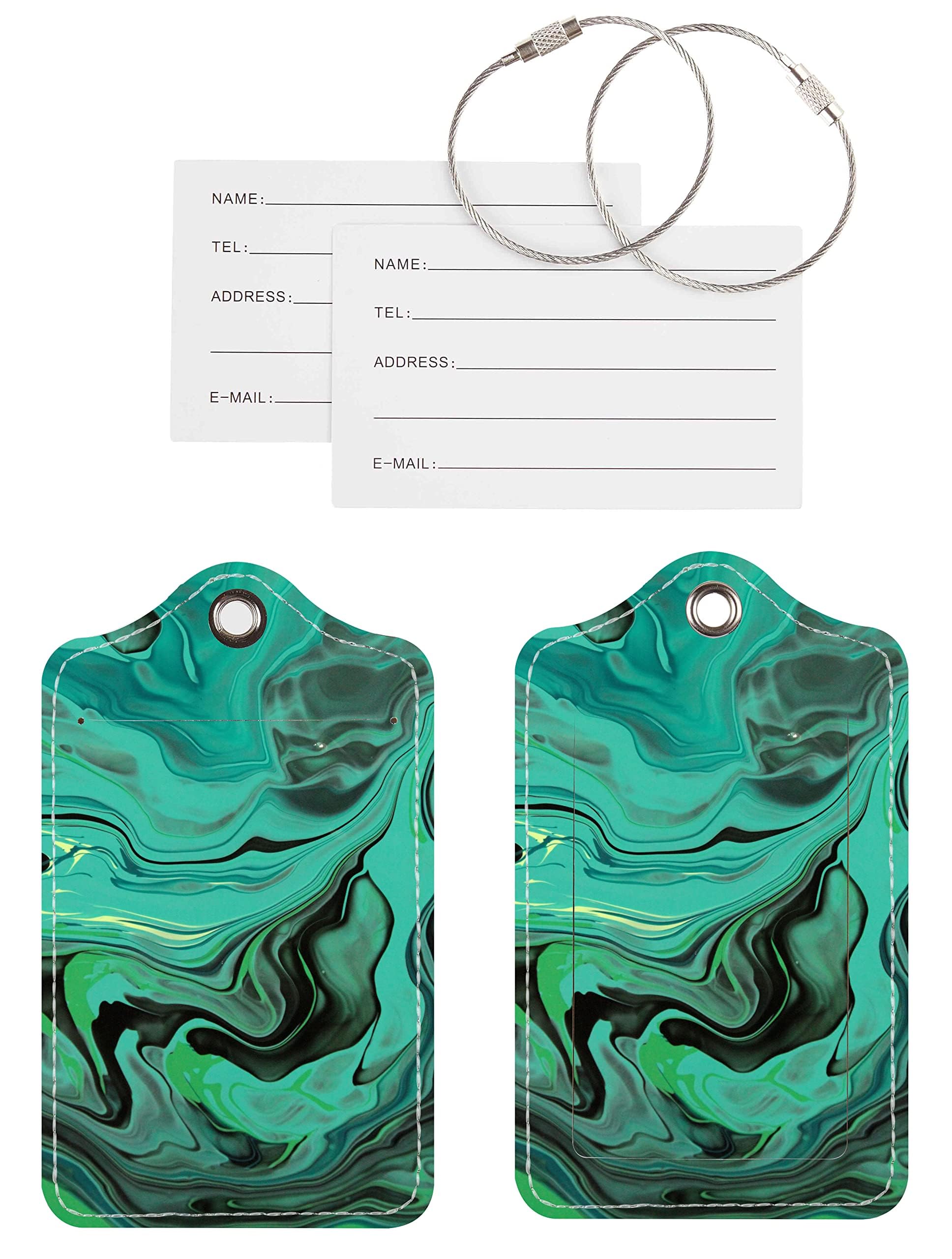 Snapklik.com : Luggage Tags For Suitcases, 2 Pack Cute PU Leather ...