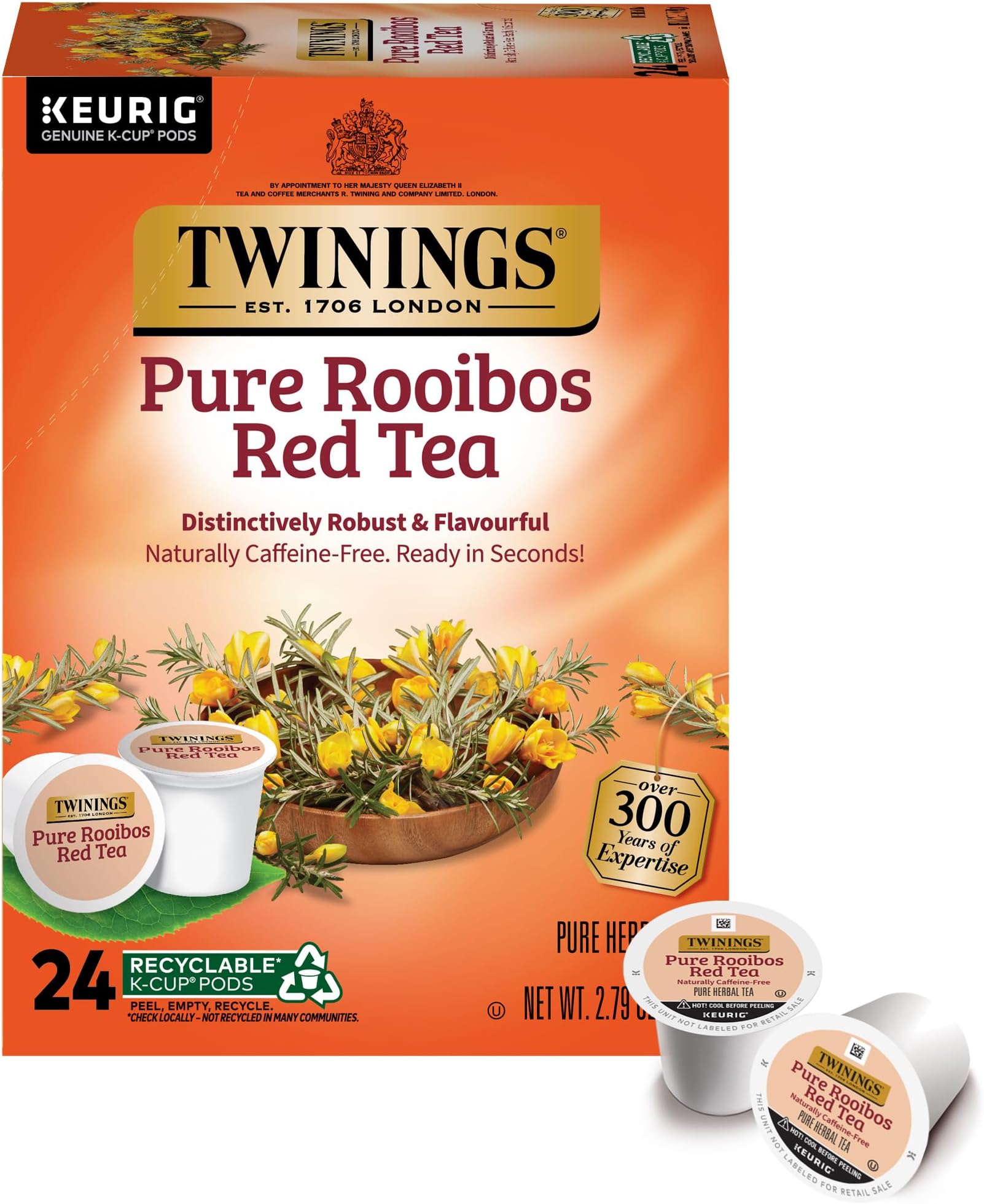 Amazon.com : Twinings of London Pure Rooibos Herbal Tea K-Cups for ...