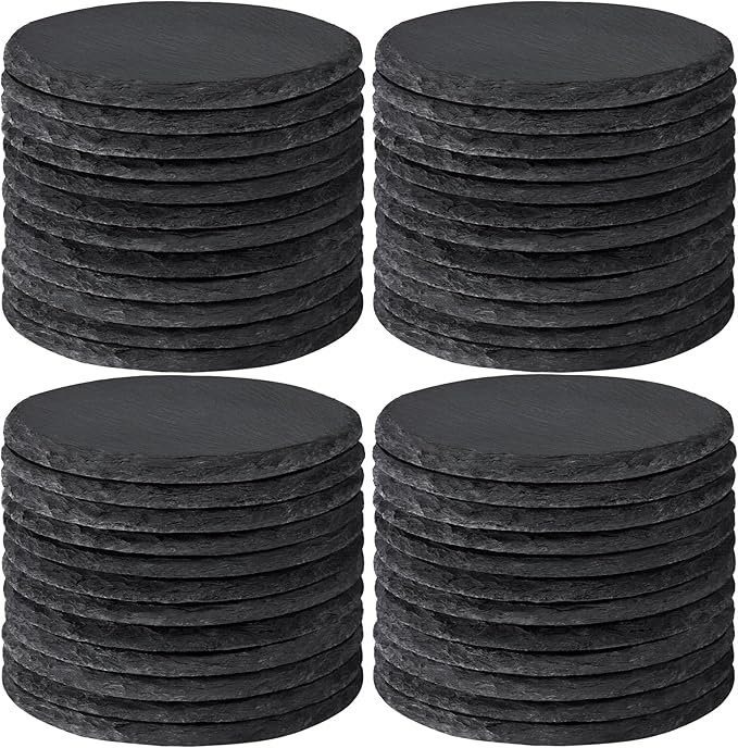 Amazon.com: 48 PCS Round Slate Drinks Coasters Bulk for Laser Engraving ...