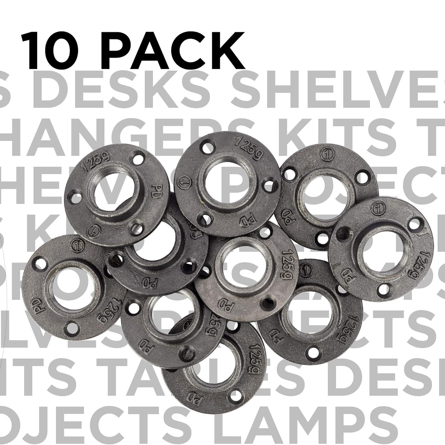Buy PIPE DÉCOR 1 Industrial Flange 10 Pack One Inch Black Floor Flange ...