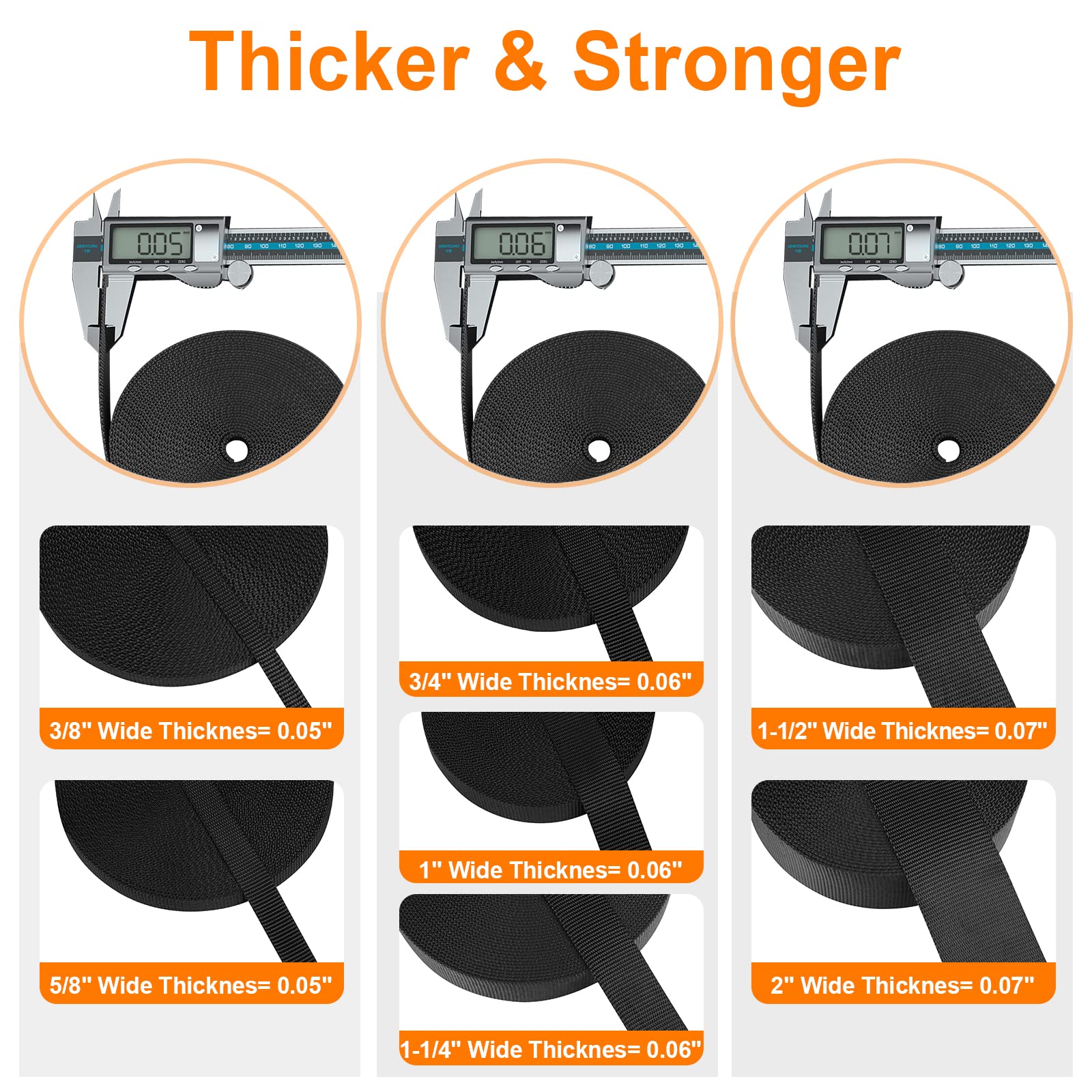 BEYOURD Heavyweight Nylon Webbing Strap 2 Inch Wide, Heavy Duty Nylon ...