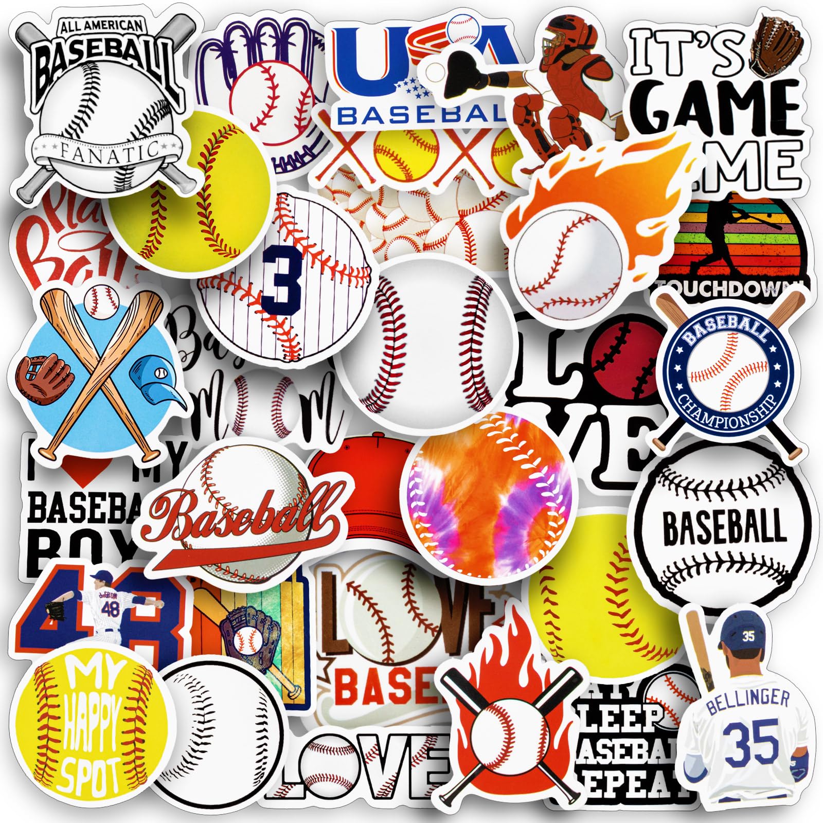 Amazon.com: 150PCS Baseball Stickers for Water Bottles - Waterproof ...