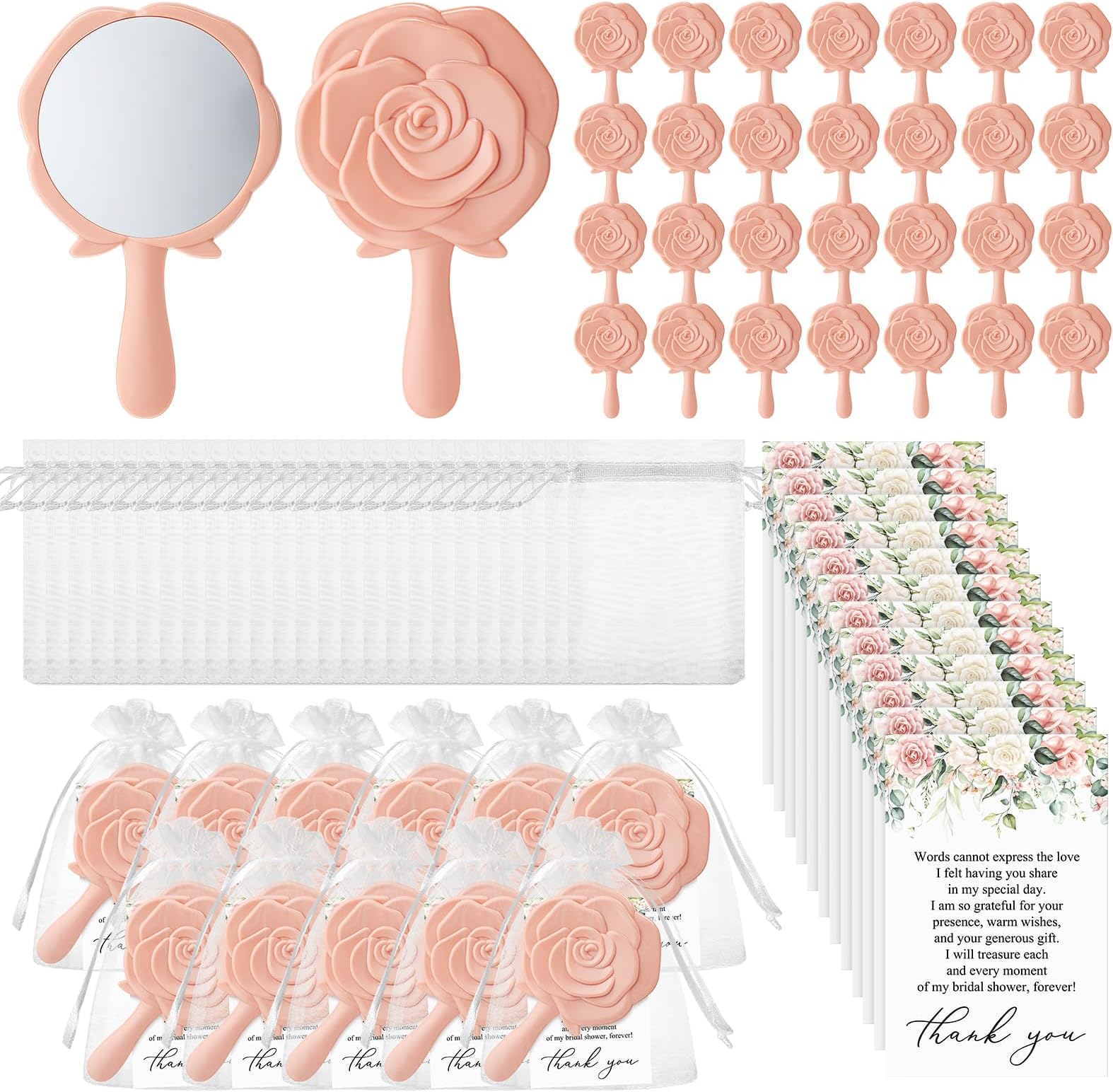 Amazon.com: Wenqik 50 Sets Bridal Shower Favors Rose Compact Mirrors ...
