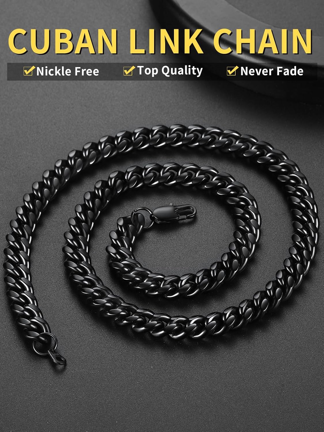 ChainsHouse Miami Cuban Link Chain Necklace for Men, 4.8mm/6mm/10mm/14mm Width, 14K Gold Plated ...