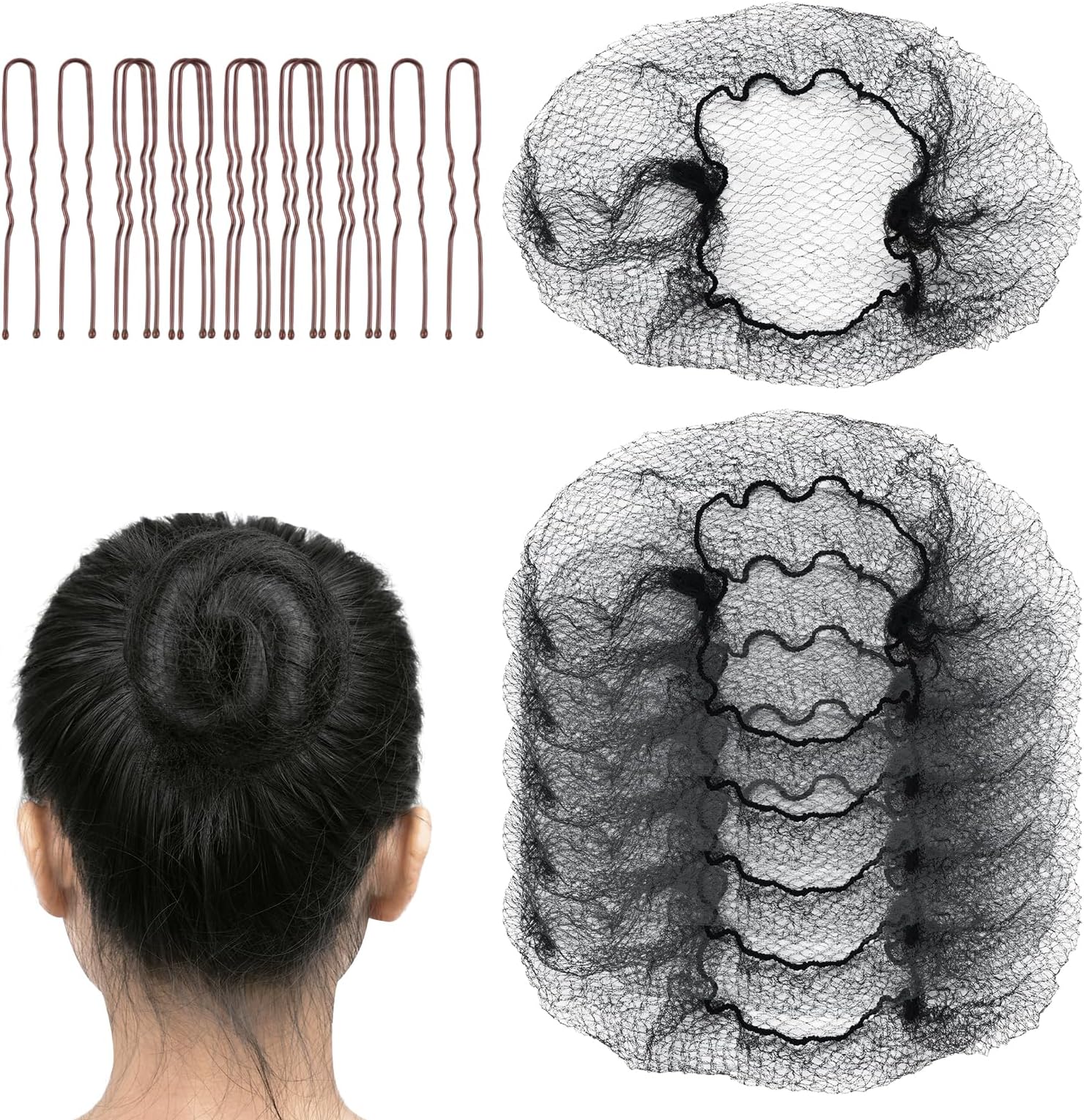 Amazon.com : FVOLREM Hair Net Set: 20 Pieces 20-Inch Black Nets, 40 ...