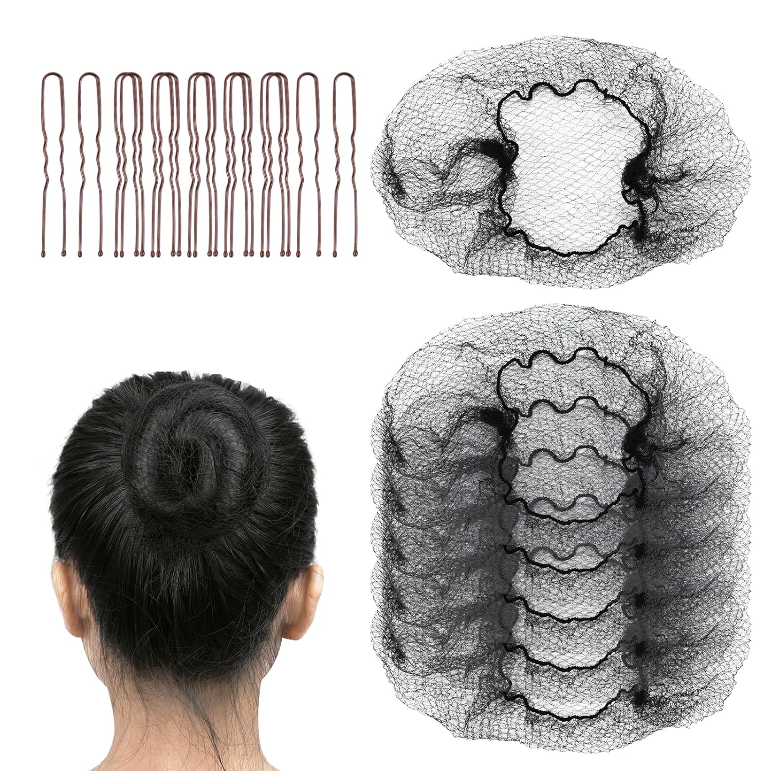 Amazon.com : FVOLREM Hair Net Set: 20 Pieces 20-Inch Black Nets, 40 ...