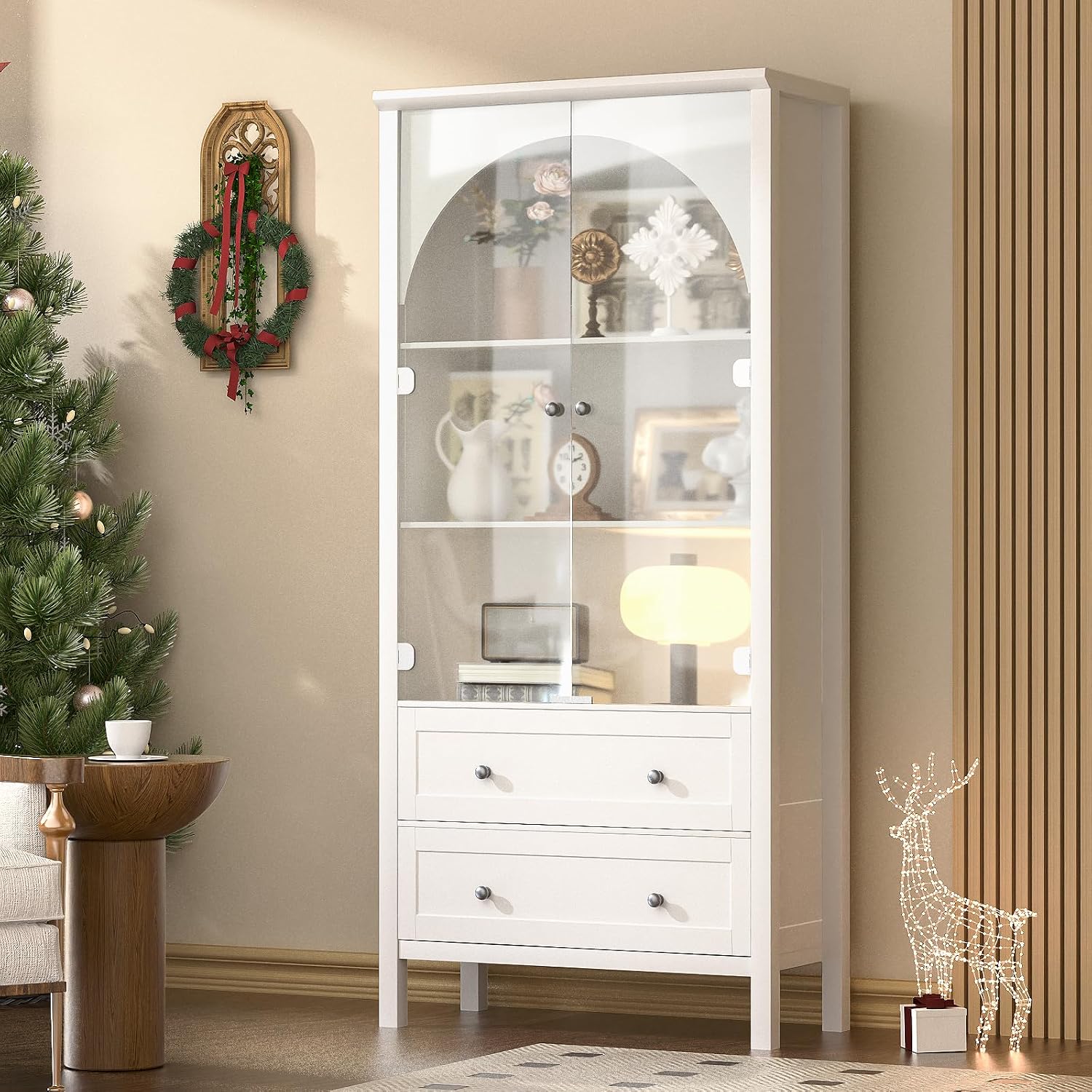 Amazon.com: kepptory Tall Arched Cabinet with Doors, Arched Storage ...