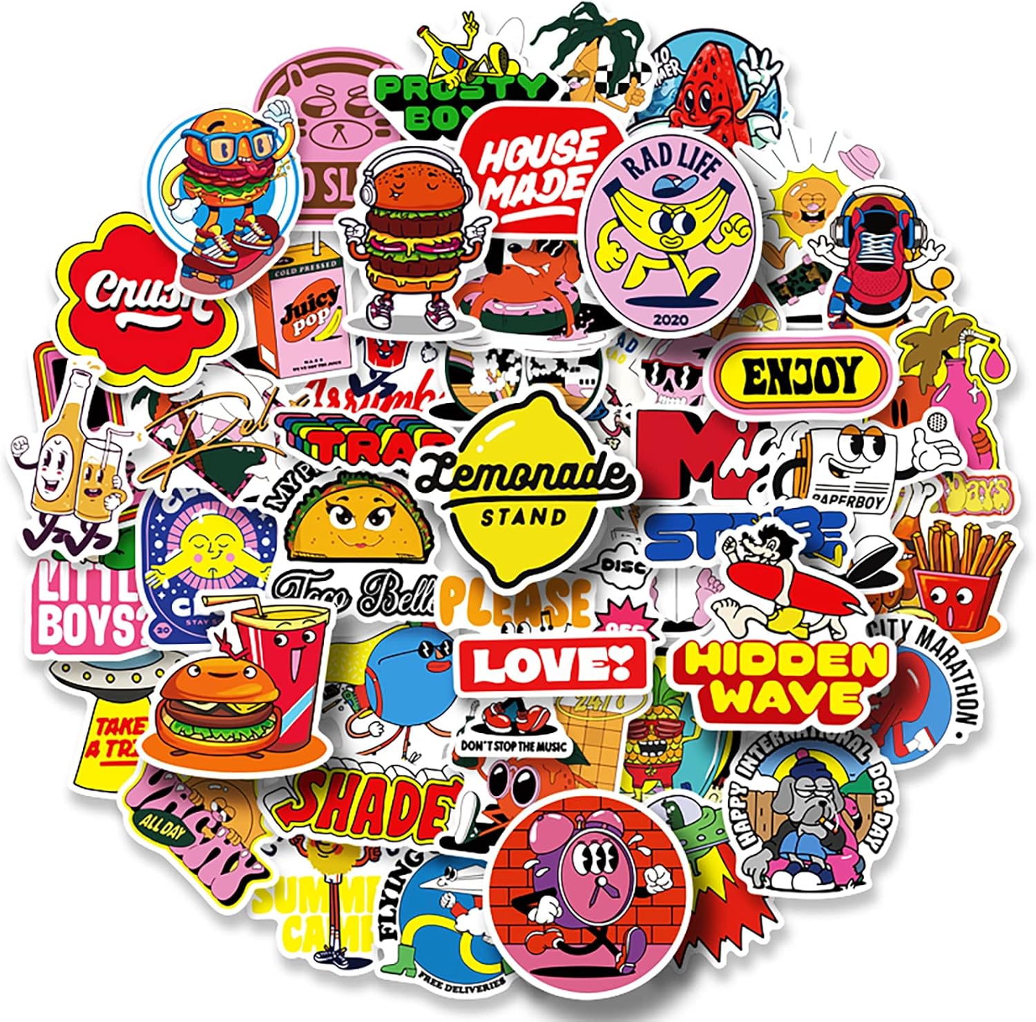 Amazon.com: 50Pcs Food Stickers,Cartoon Waterproof Stickers for Laptop ...