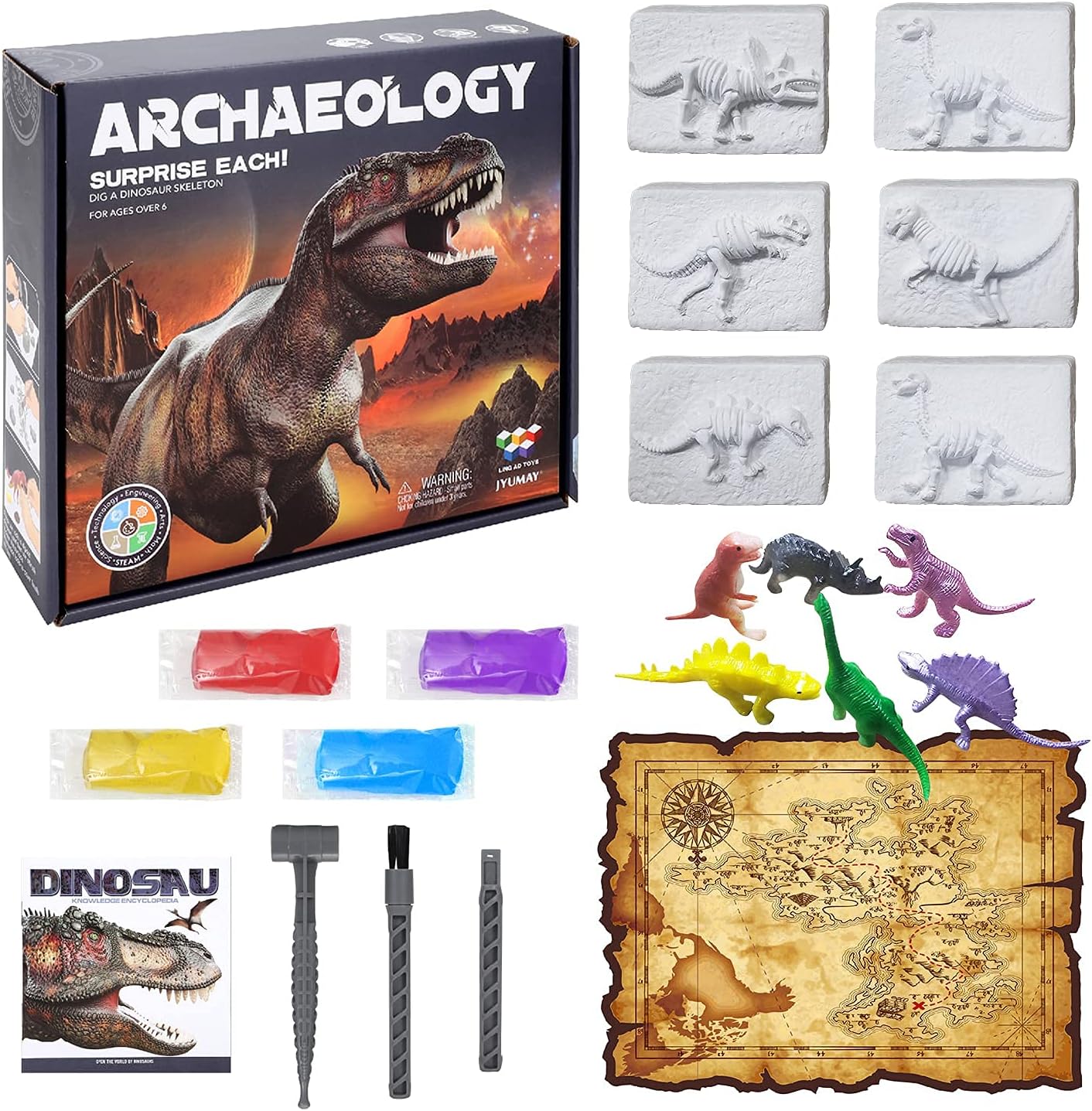 Dinosaur Excavation Kit for kids, Redo Dinosaur Fossil, Jurassic Dino ...