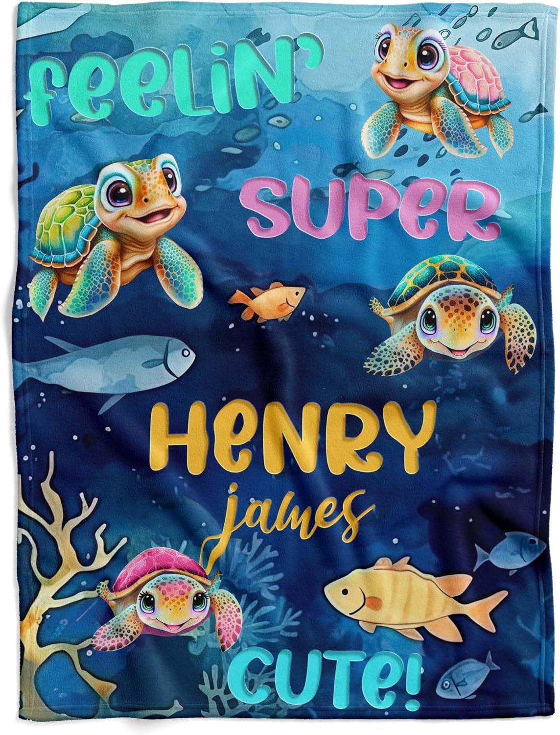 Amazon.com: Jump Up Personalized Turtle Baby Blanket,Turtle Blankets ...