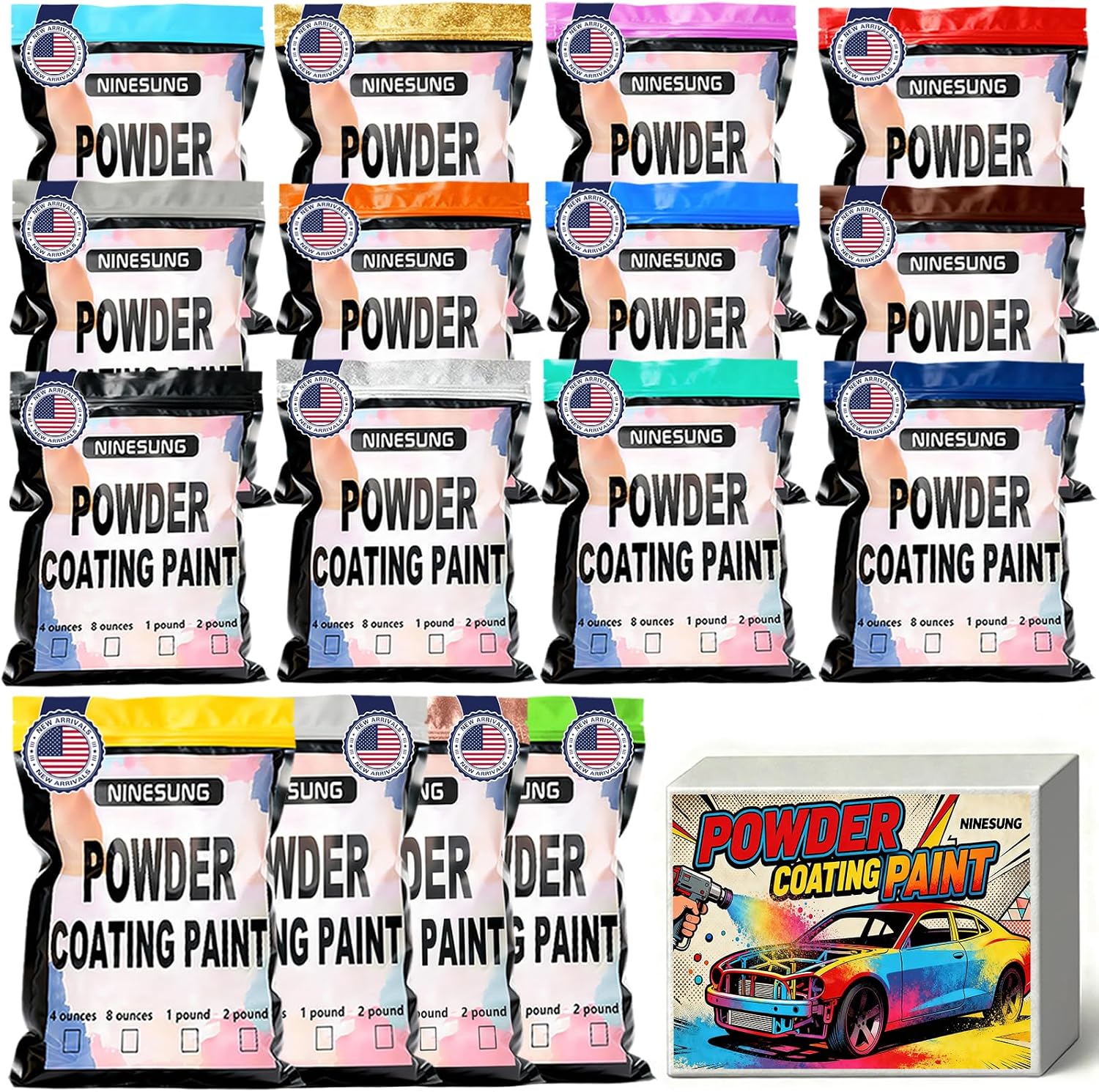 Amazon.com: Ninesung 16 Colors Powder Coating Paint | Powder Coat ...