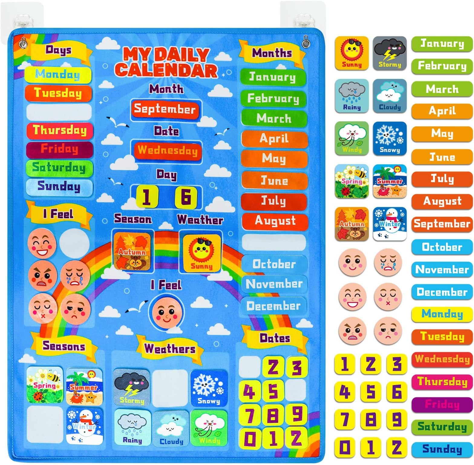 Magnetic Learning Calendar with Weather Station 55 PCS (15” X 12” Wall ...
